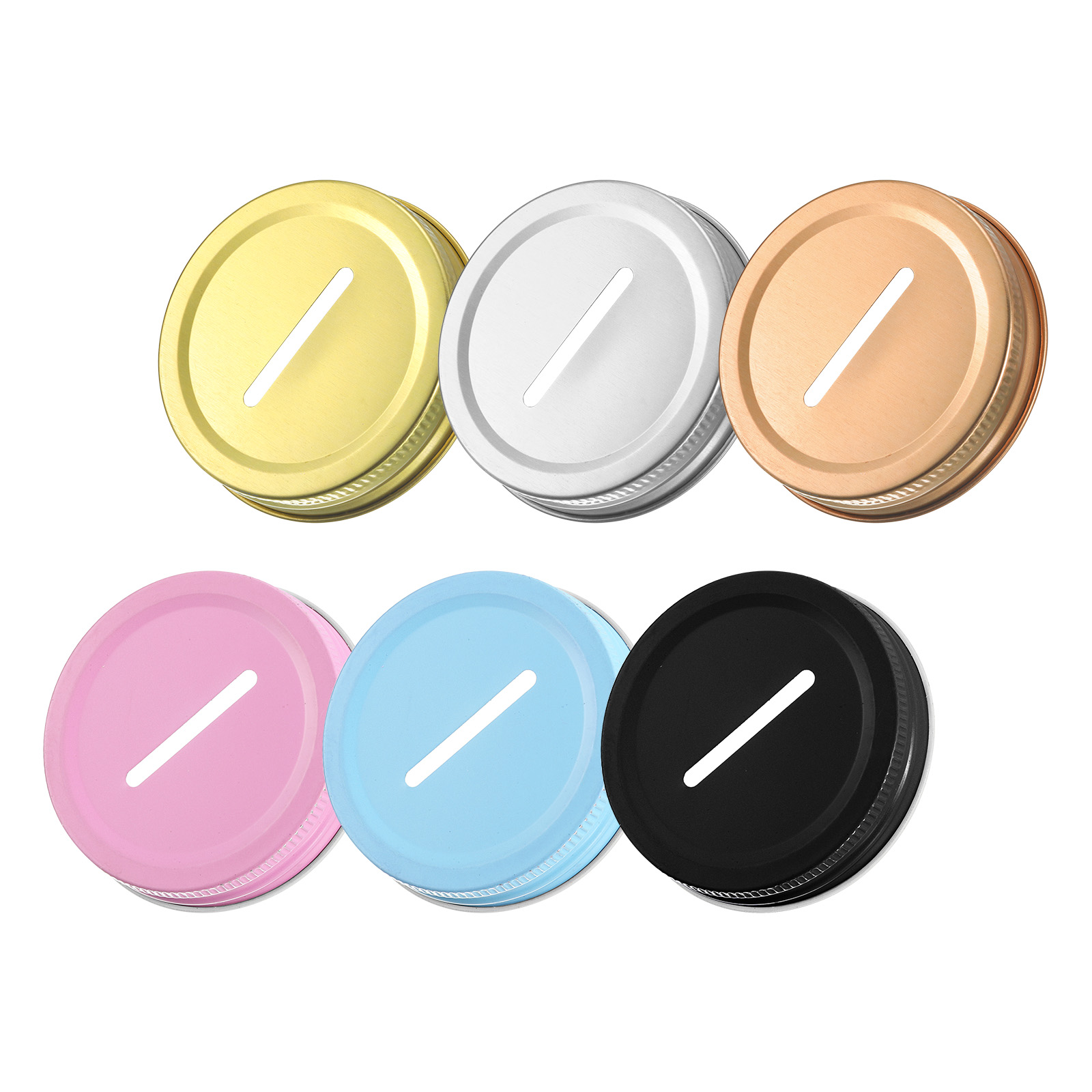 Uxcell 6Pcs Metal Coin Slot Lid, Tinplate Canning Bank Caps for Mason ...