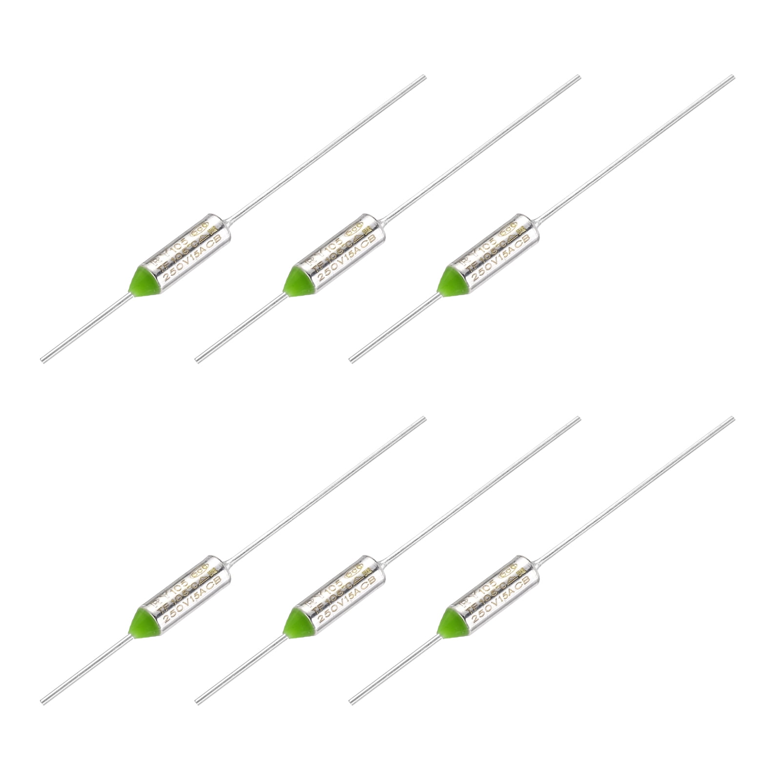Uxcell 6Pcs Metal Temperature Thermal Fuse RY105 105 °C 221°F 15A 250V ...