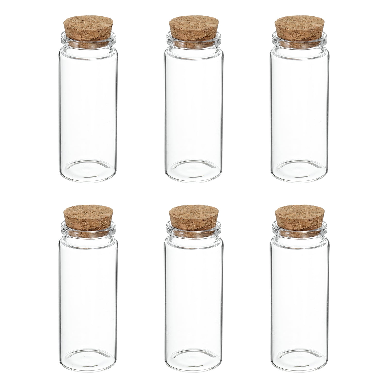 Uxcell 6Pcs Mini Glass Bottles with Cork Stoppers, 70ml Small Clear ...