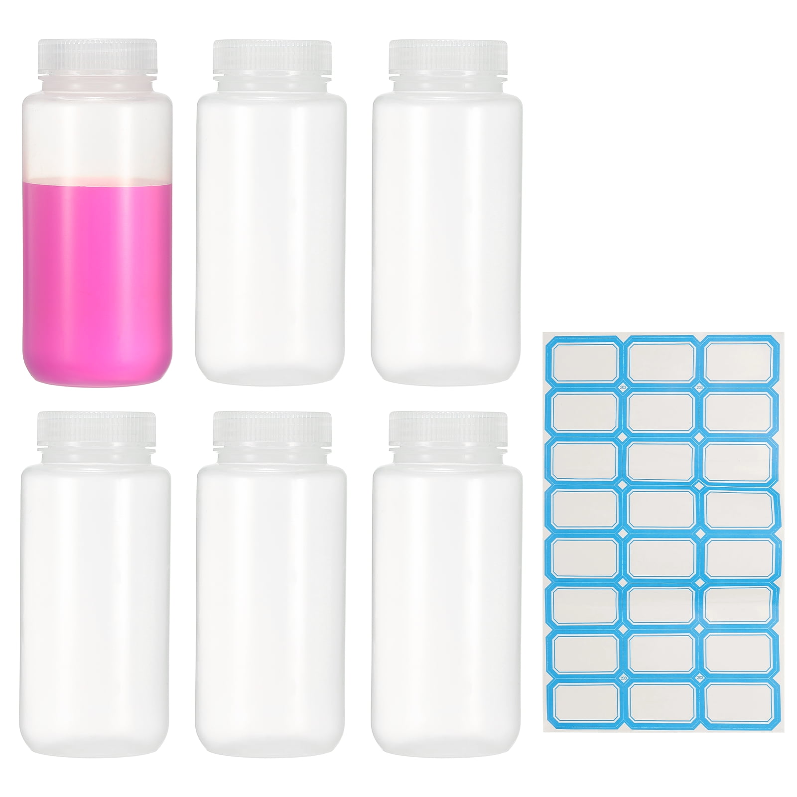 Uxcell 6Pcs Plastic Reagent Bottles, 17.6oz Laboratory Grade Chemical ...