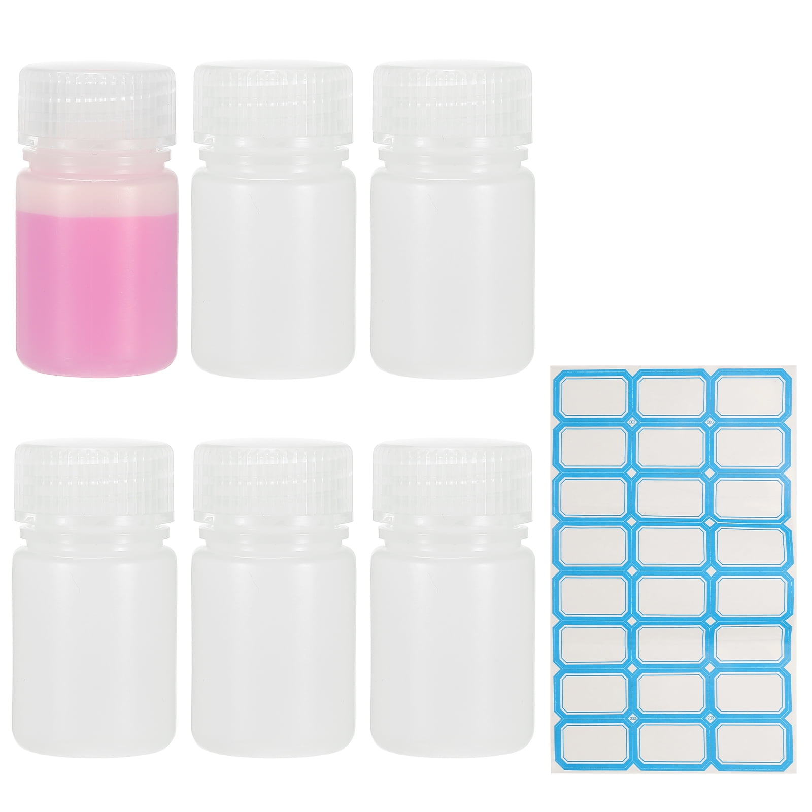 Uxcell 6Pcs Plastic Reagent Bottles, 1oz Laboratory Grade Chemical ...