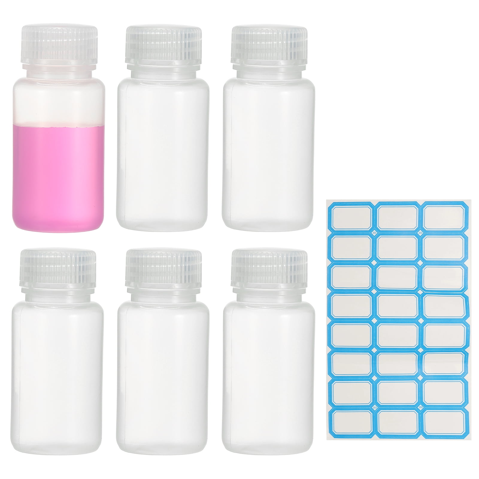 Uxcell 6Pcs Plastic Reagent Bottles, 2.1oz Laboratory Grade Chemical Sample Bottles PP Leak ...