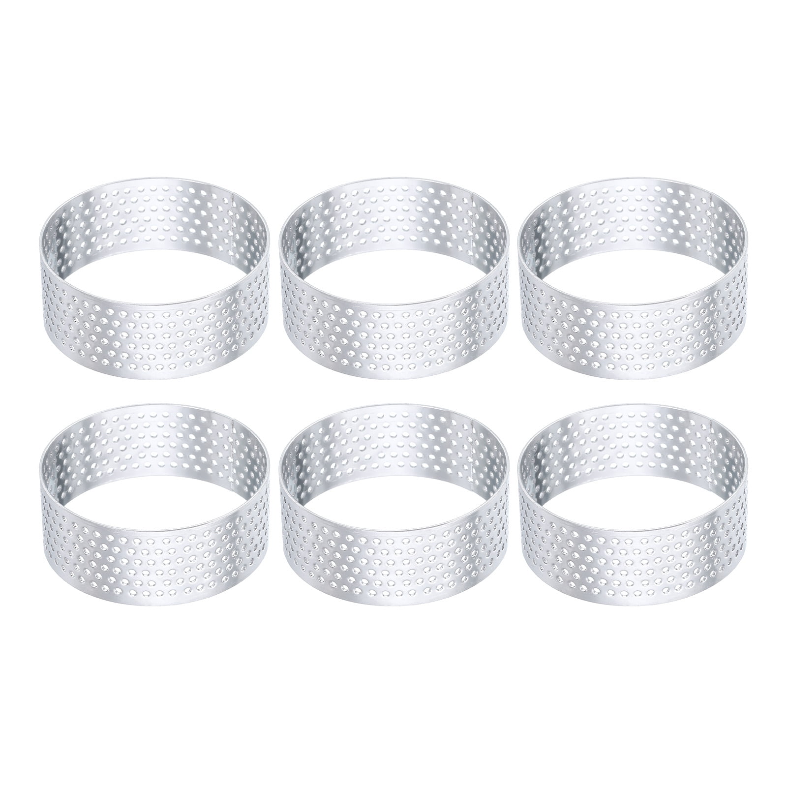 Uxcell 6Pcs Stainless Steel Cake Rings 2" Round Perforated Metal Circle ...