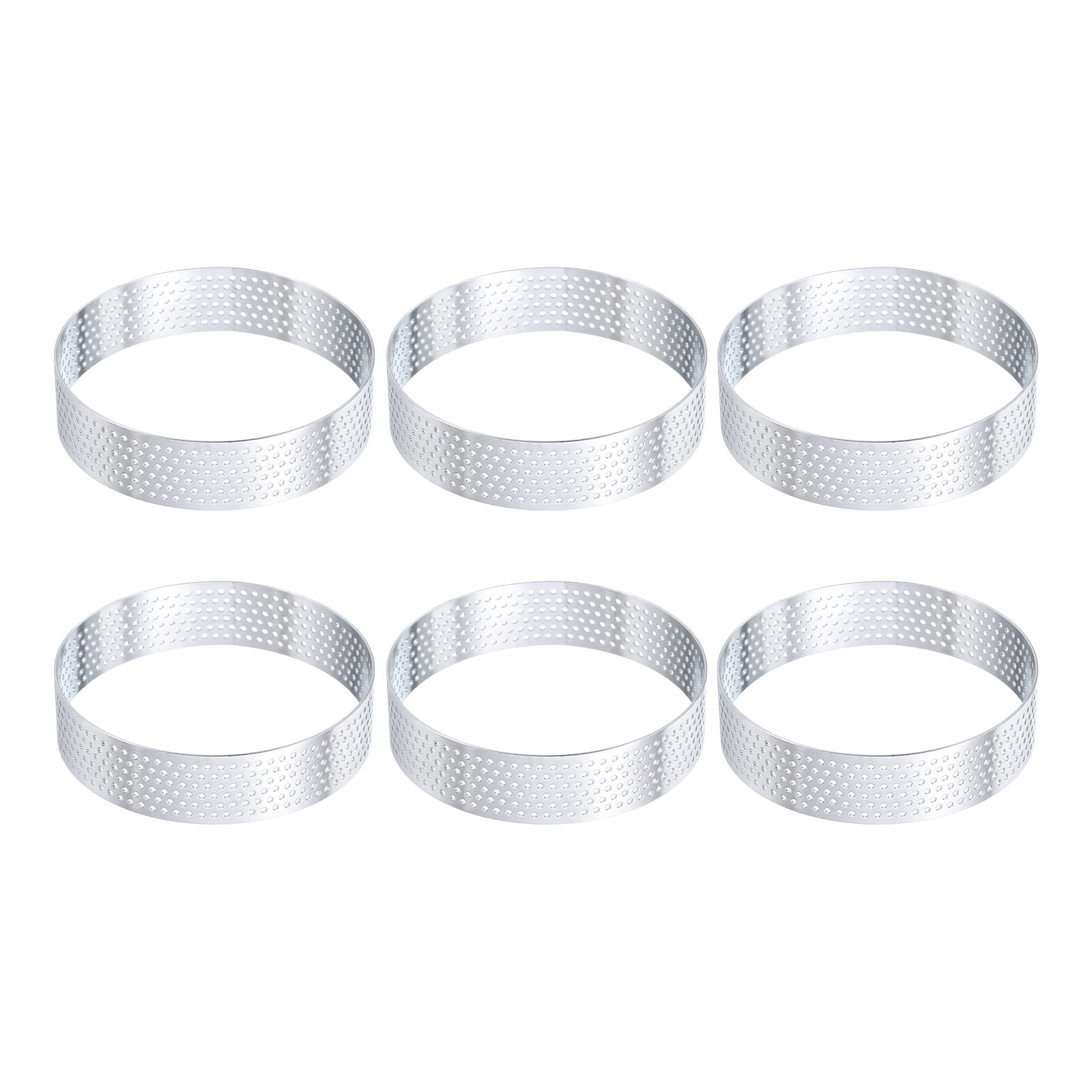 Uxcell 6Pcs Stainless Steel Cake Rings 3.1" Round Perforated Metal ...