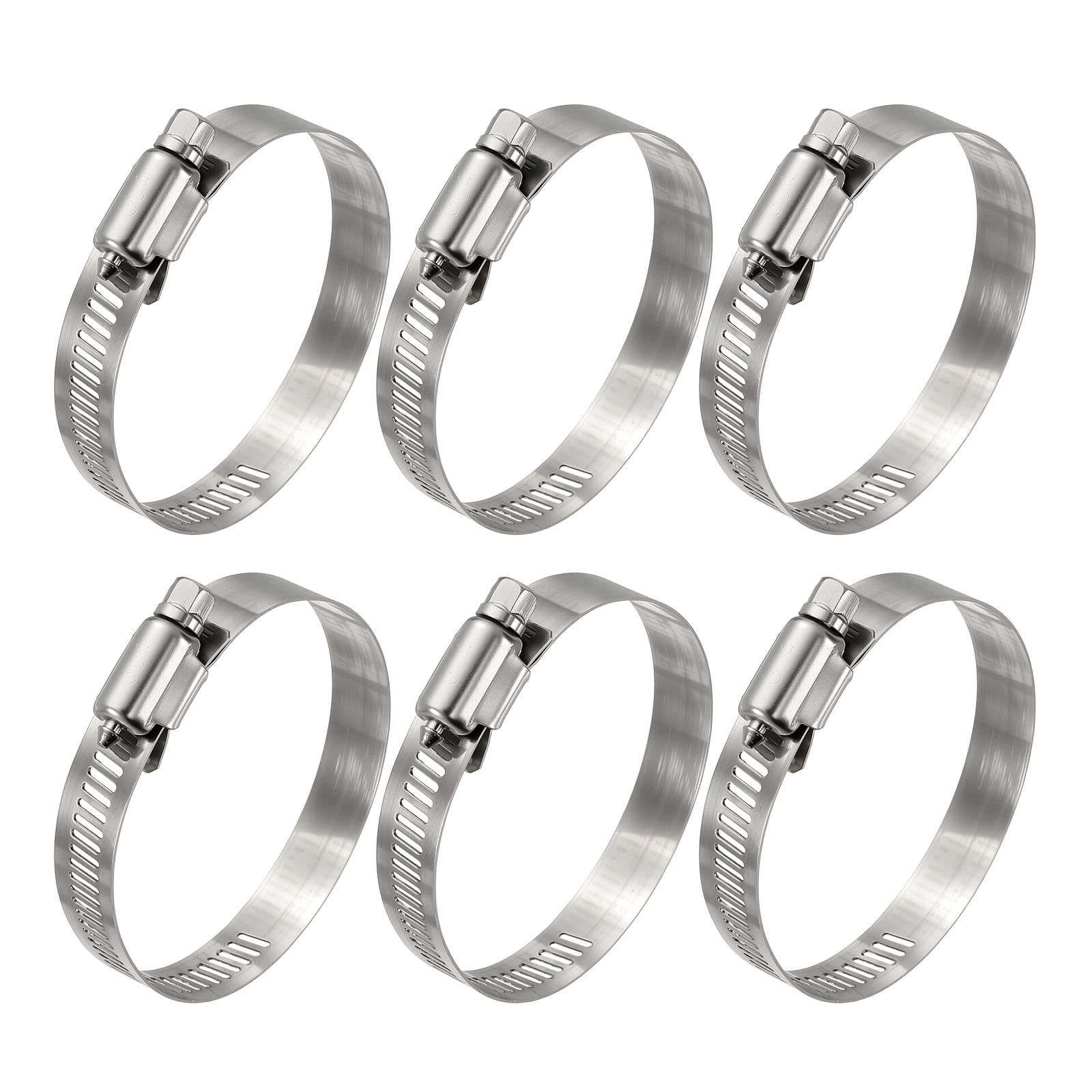 Uxcell 6Pcs Stainless Steel Hose Clamps, Adjustable 2.4" to 3.2" (59 ...
