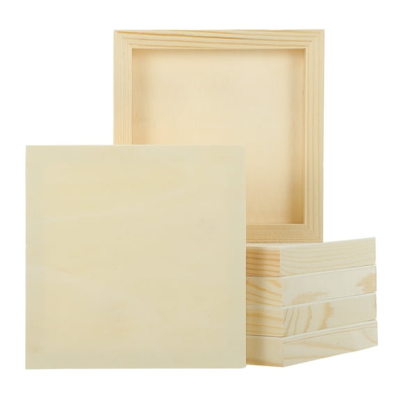 Uxcell 6Pcs Wood Canvas Boards, 6x6 Inch Wood Art Canvases Square ...