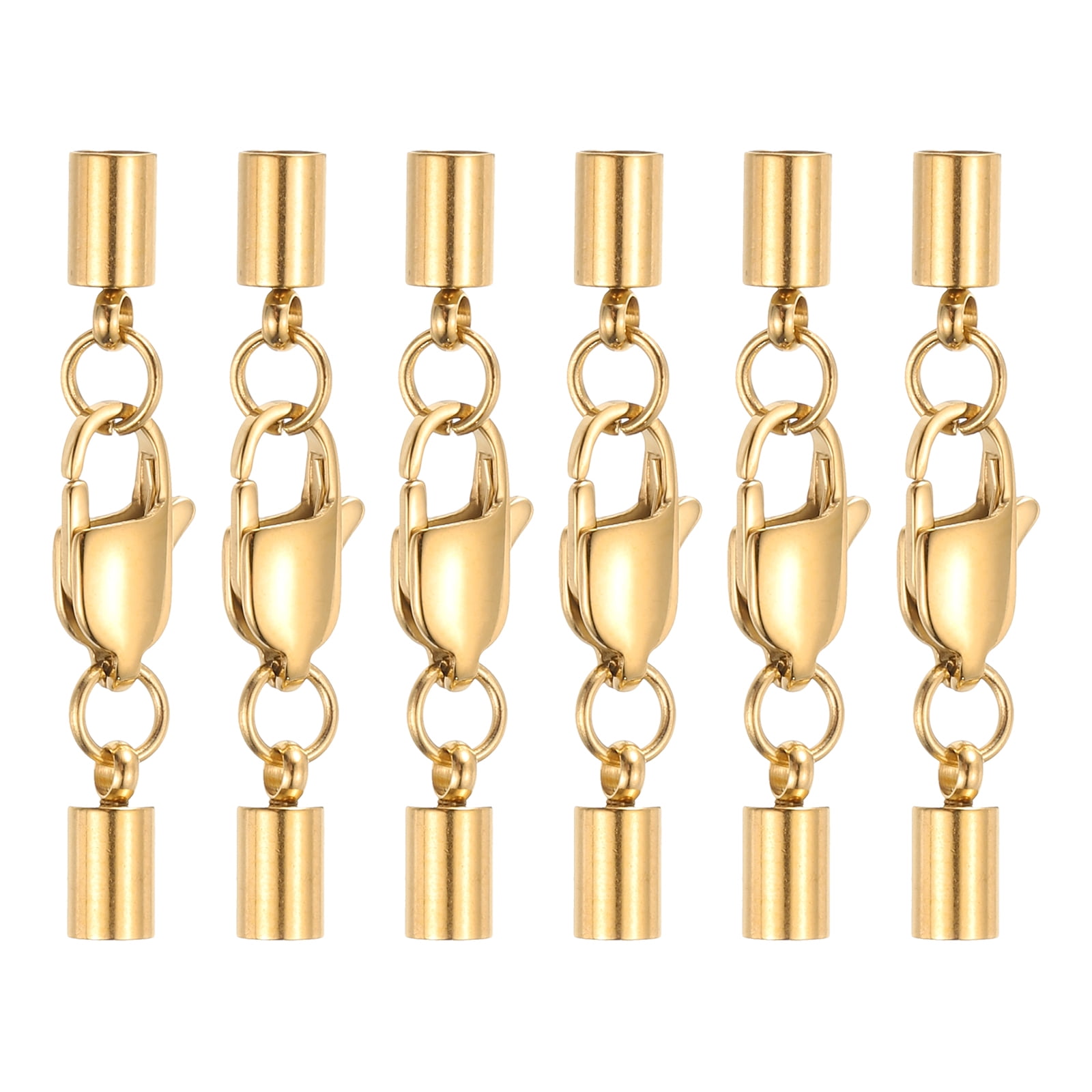 Uxcell 6Set 3.5mm Leather Cord End Caps with Lobster Claw Clasps ...