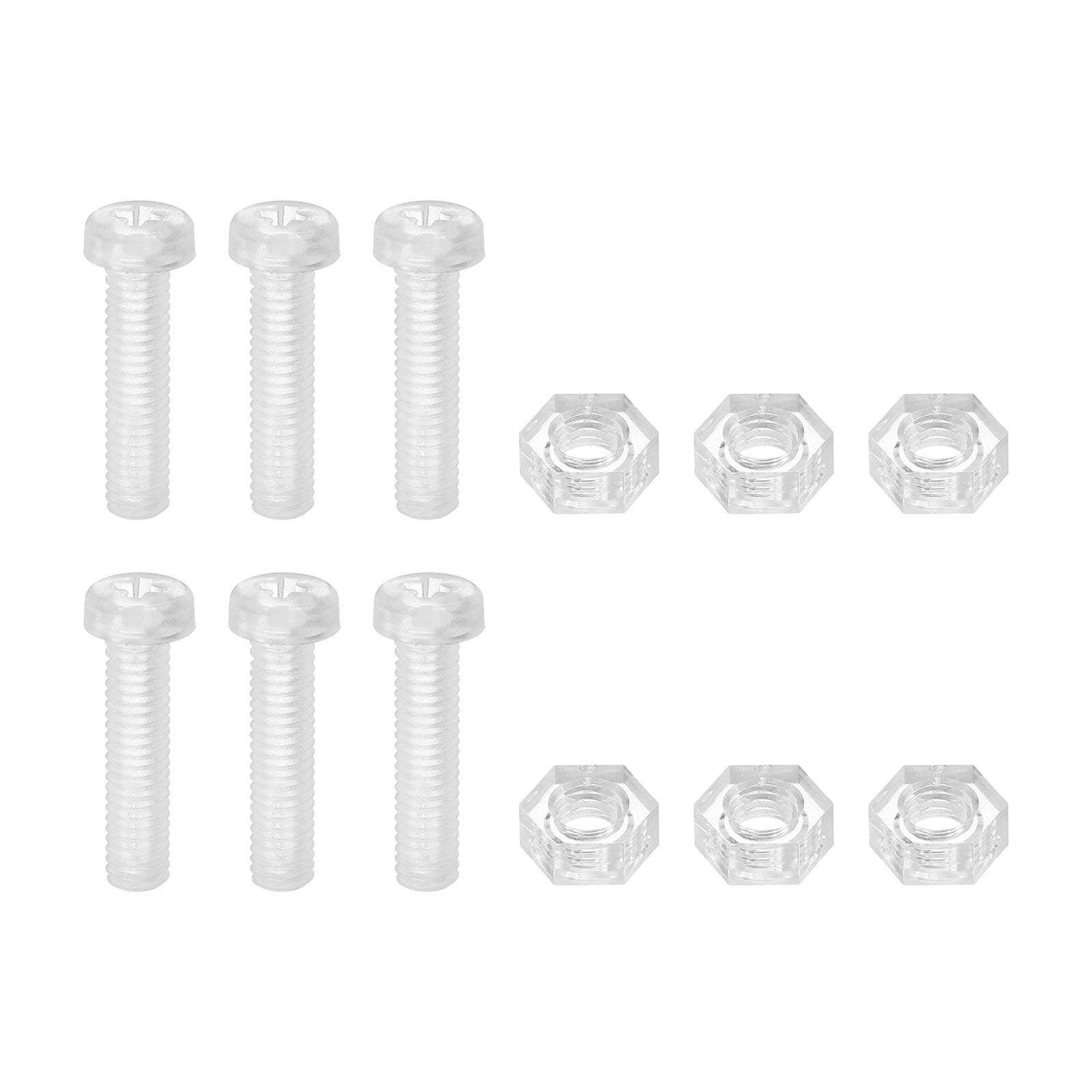 Uxcell 6Set Clear Acrylic Screws Kit, M5 x 20mm Round Head Phillips ...