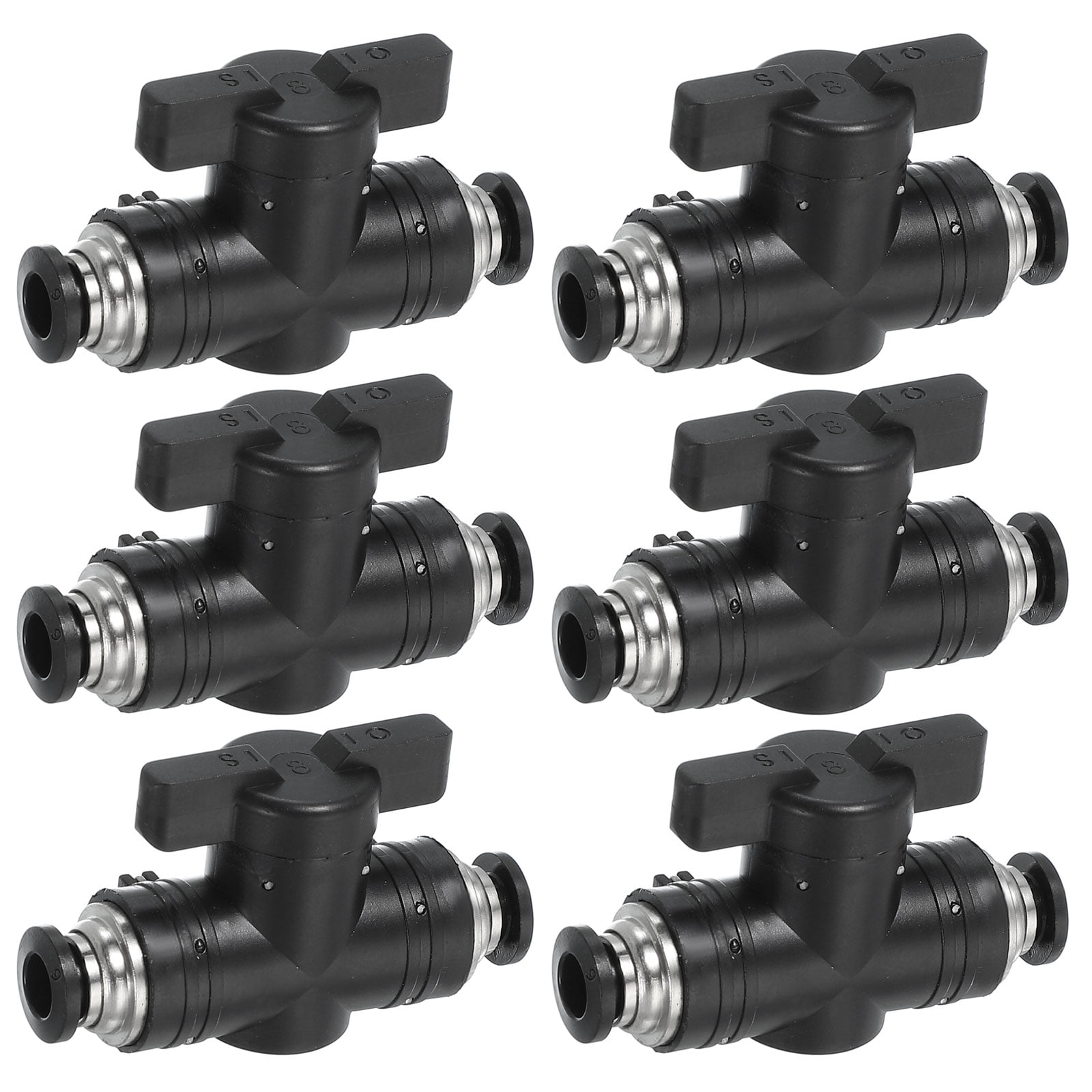 Uxcell 6mm (1/4") Push to Connect Fittings Ball Valve, 6 Pcs 0-60 Degree BUC Air Flow Control ...