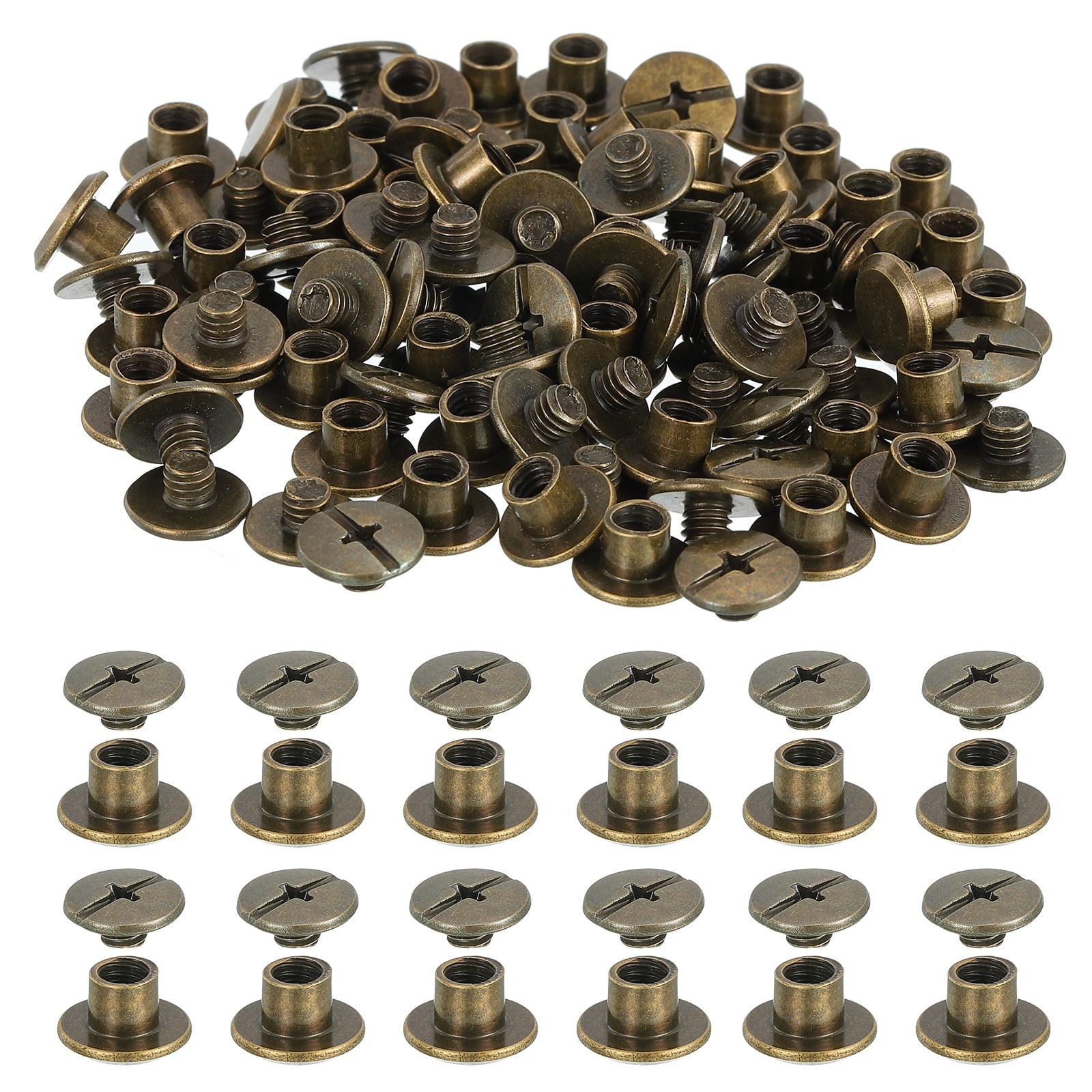 Uxcell 6mm Chicago Screws Leather Rivets, 60 Set Leather Rivets Nail ...
