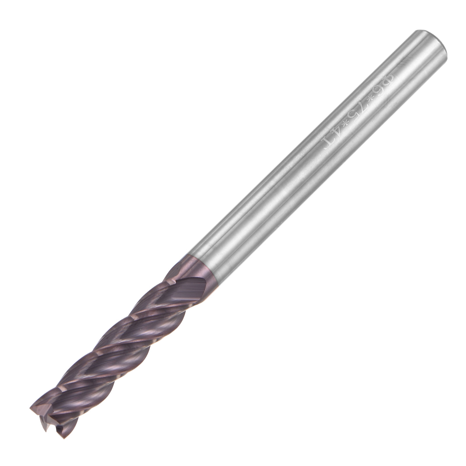 Uxcell 6mm Dia 6mm Shank 75mm Length HRC55 Carbide AlTiN Coated 4 Flute ...