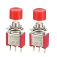 Uxcell 6mm Mounting Hole Red Momentary Push Button Switch SPST NO 2 ...