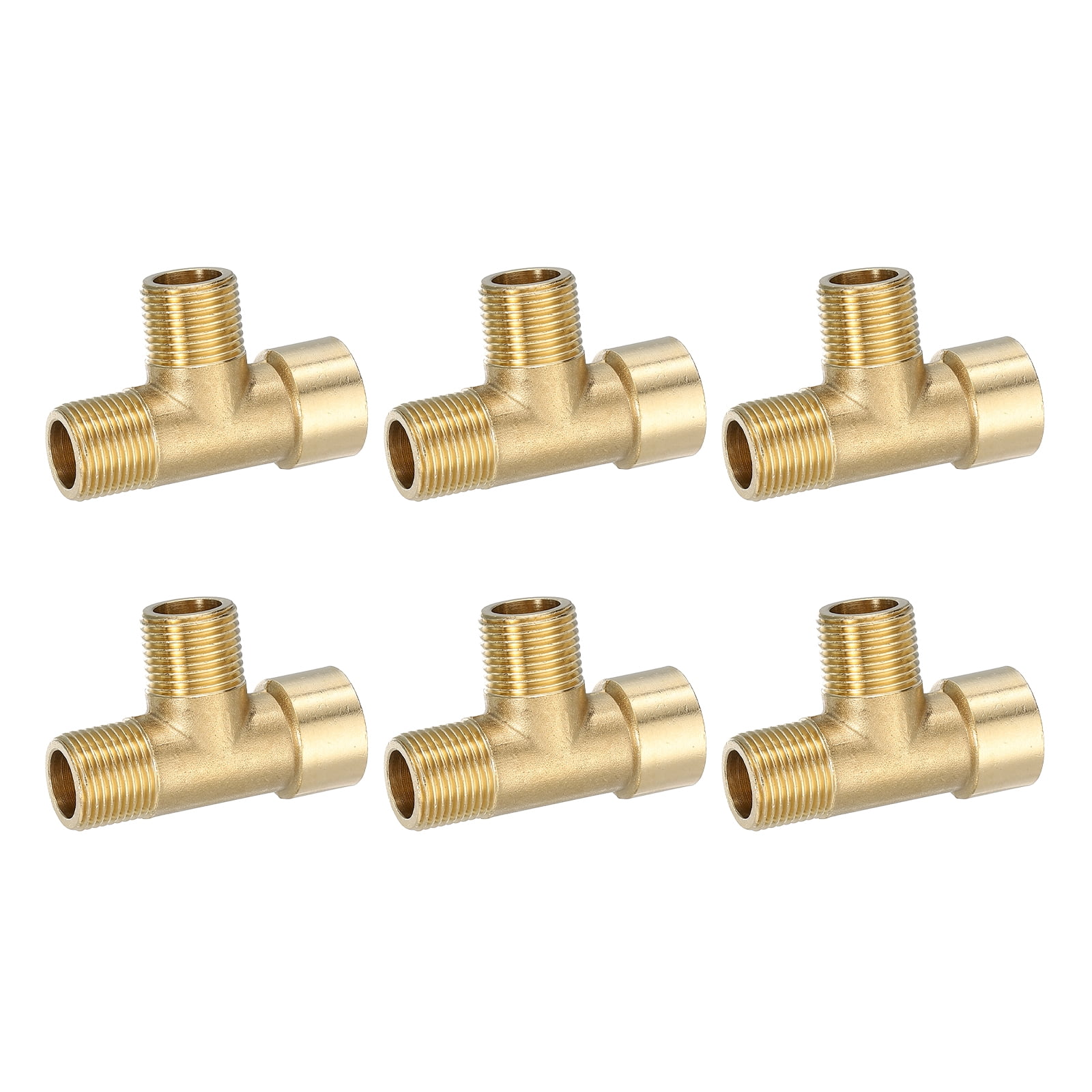 Uxcell 6pack Brass Tee Pipe Fitting, 3/8" 3 Way T-Connector Male x Male x Female - Walmart.com