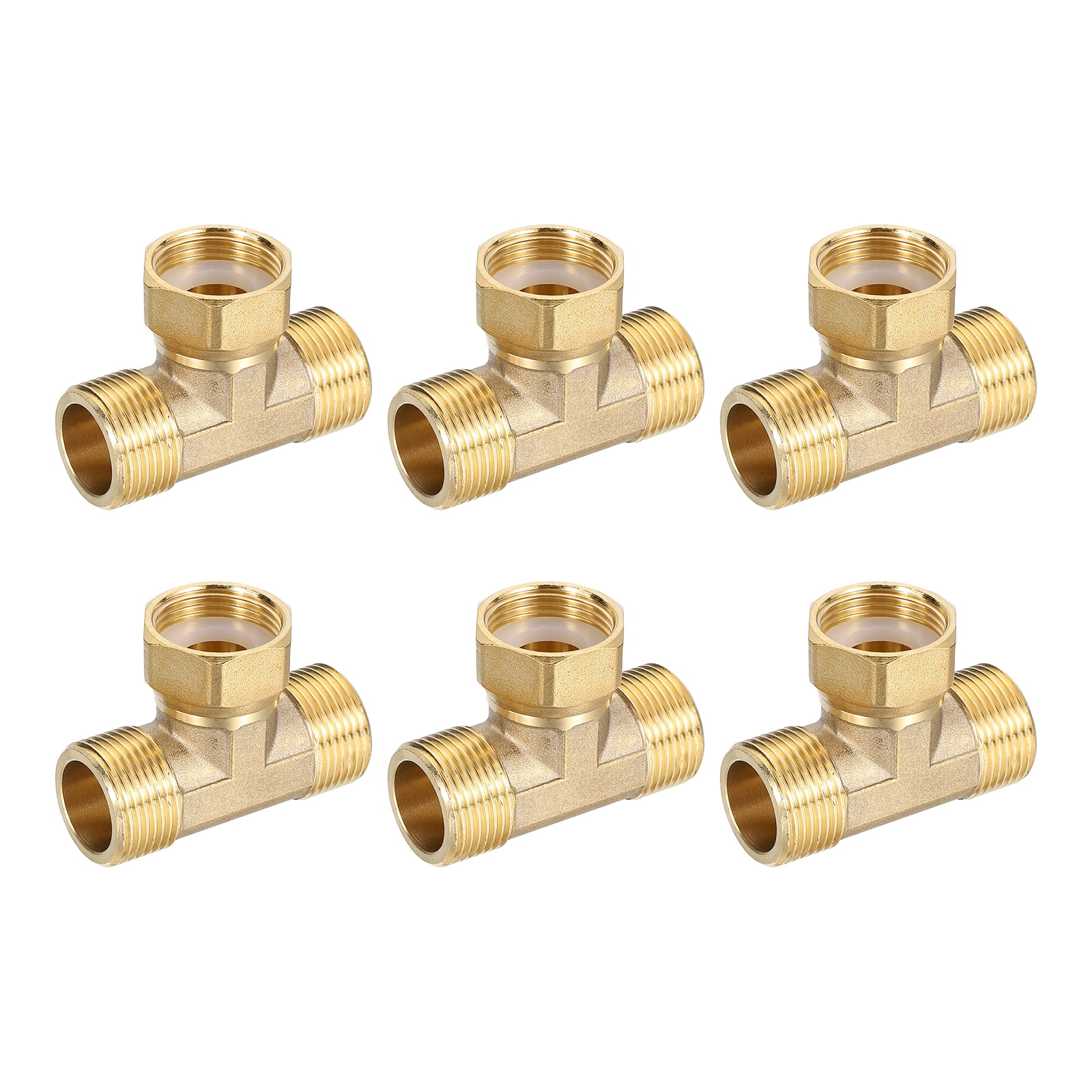 Uxcell 6pack Brass Tee Swivel Pipe Fitting, 3/4" Male x Female x Male 3 ...