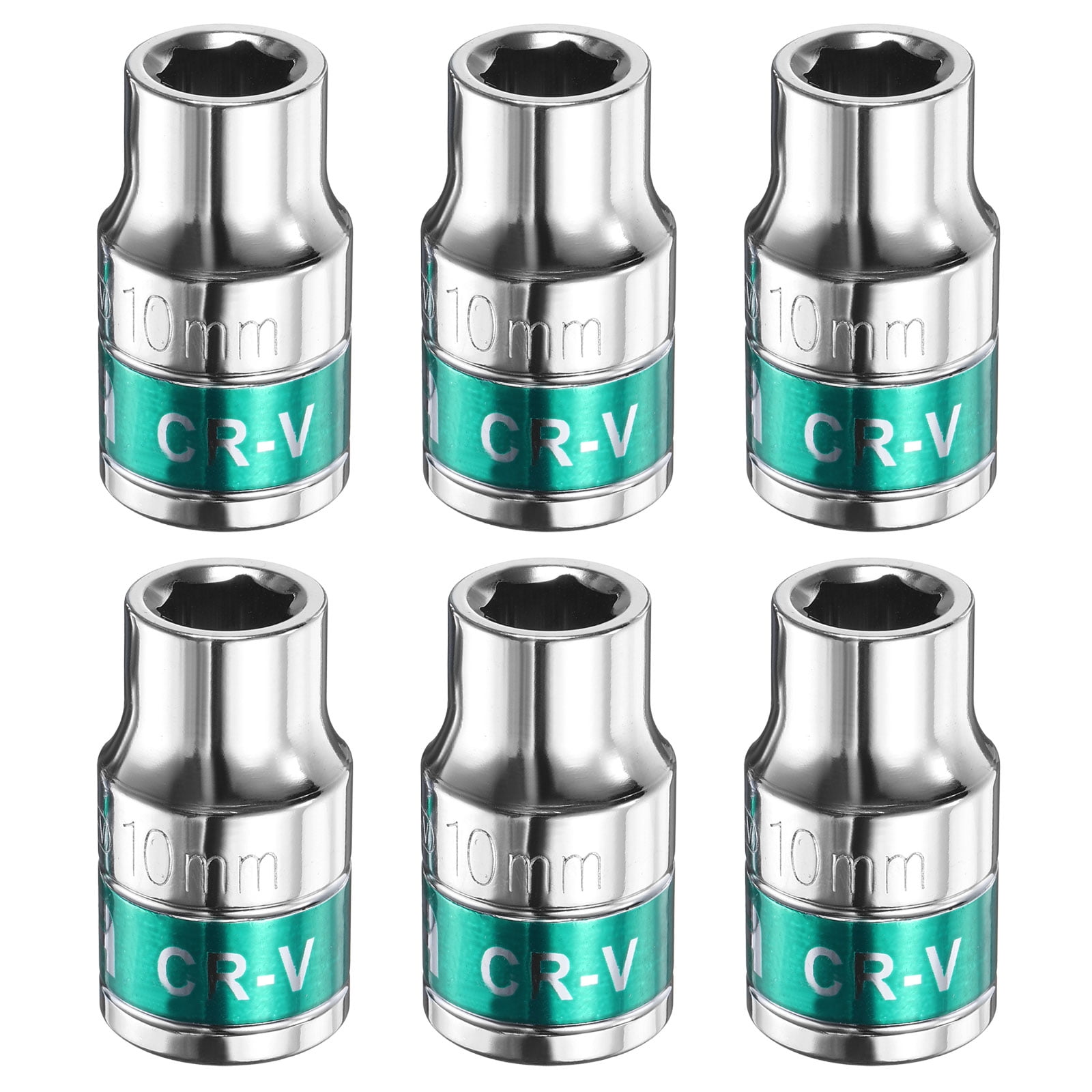 Uxcell 6pcs 1/2" Drive 6 Points Socket 10mm CR-V Metric Shallow Socket ...