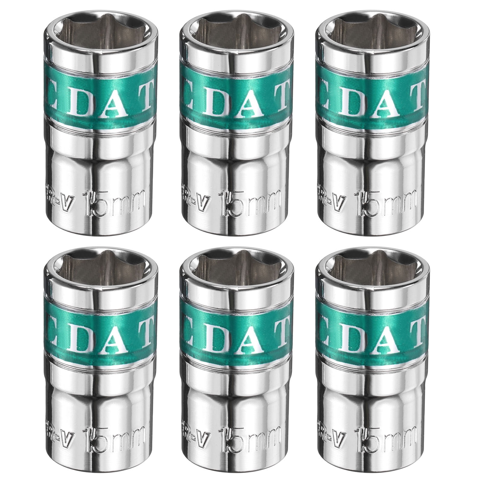 Uxcell 6pcs 1/2" Drive 6 Points Socket 15mm CR-V Metric Shallow Socket ...