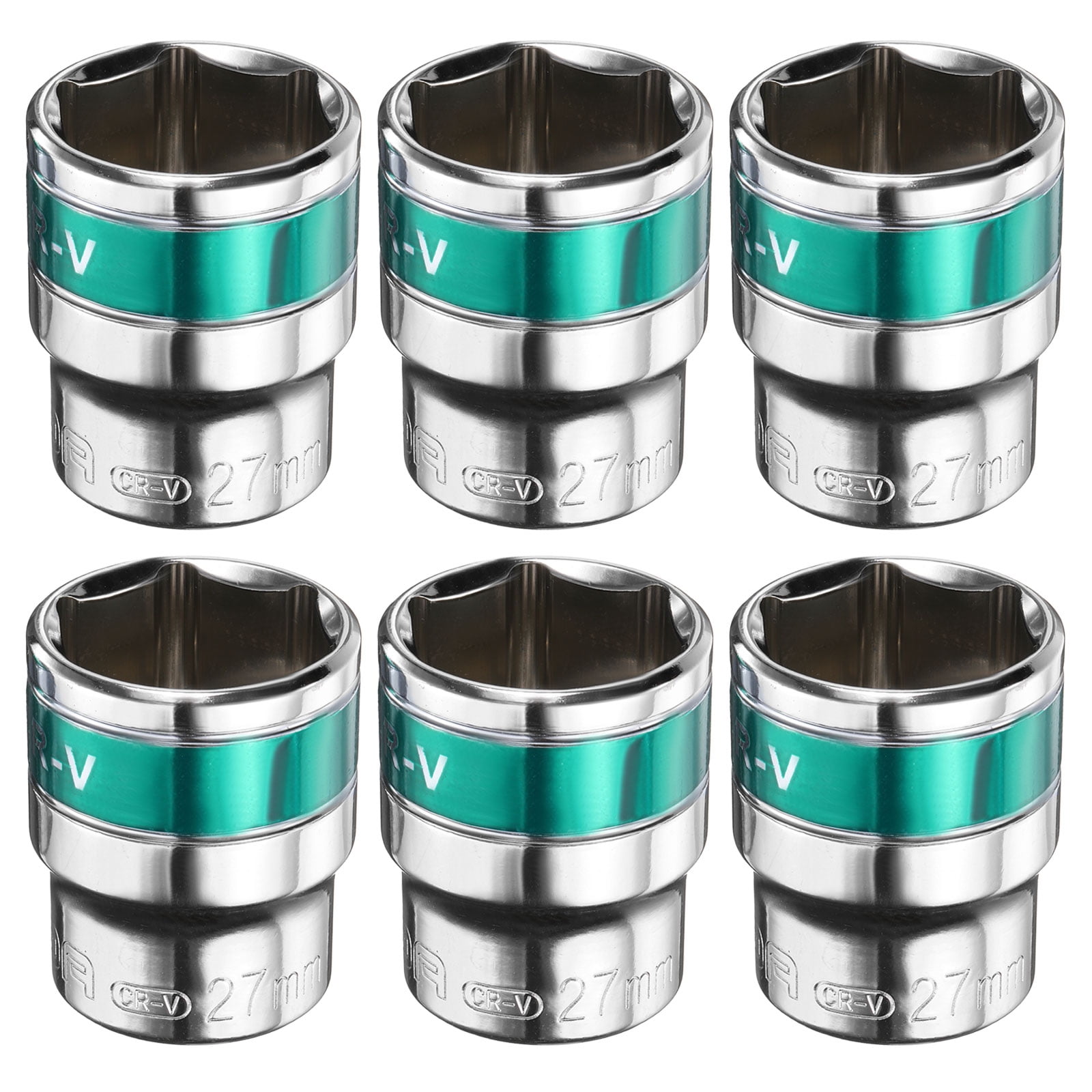 Uxcell 6pcs 1/2" Drive 6 Points Socket 27mm CR-V Metric Shallow Socket ...