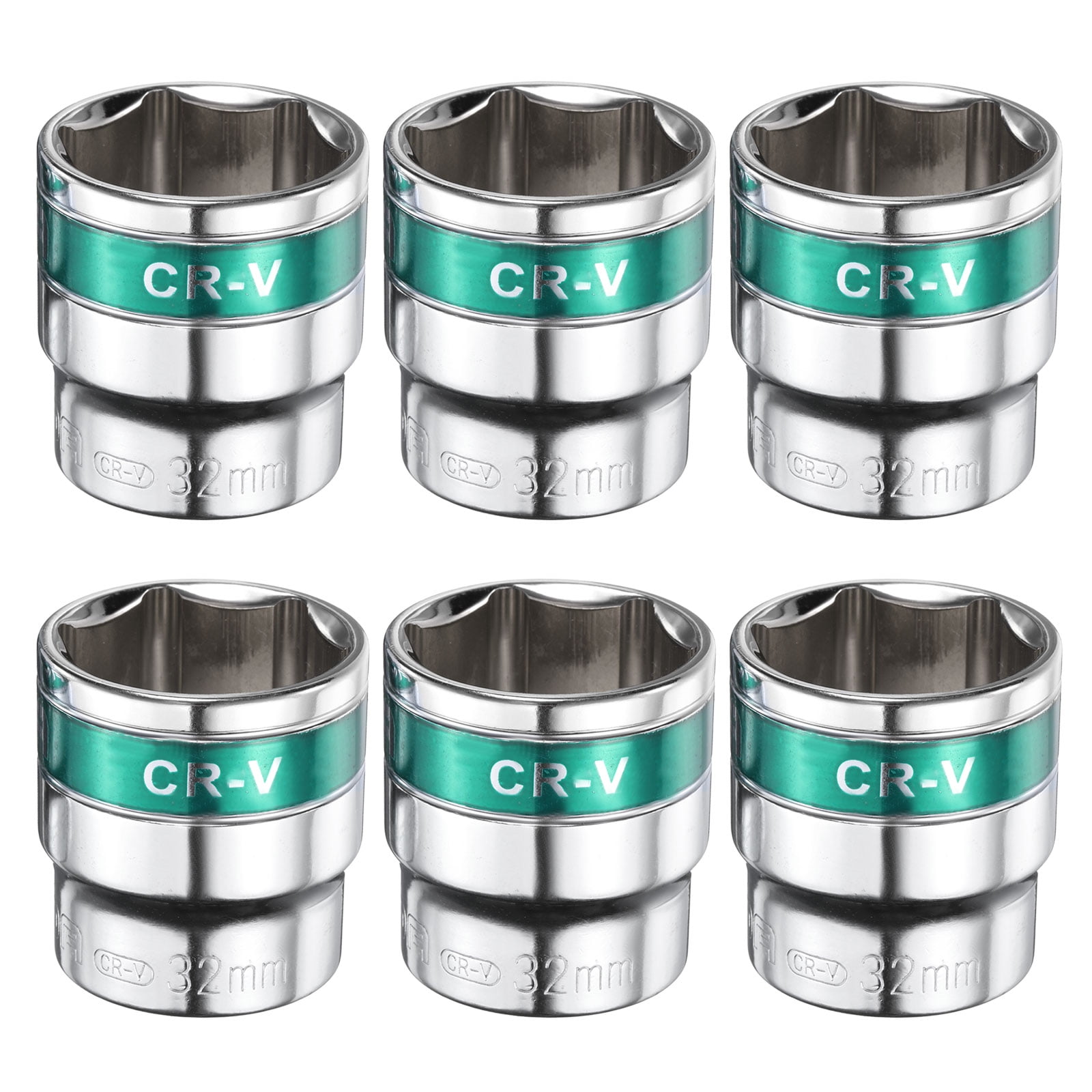 Uxcell 6pcs 1/2" Drive 6 Points Socket 32mm CR-V Metric Shallow Socket, Silver Green - Walmart.com