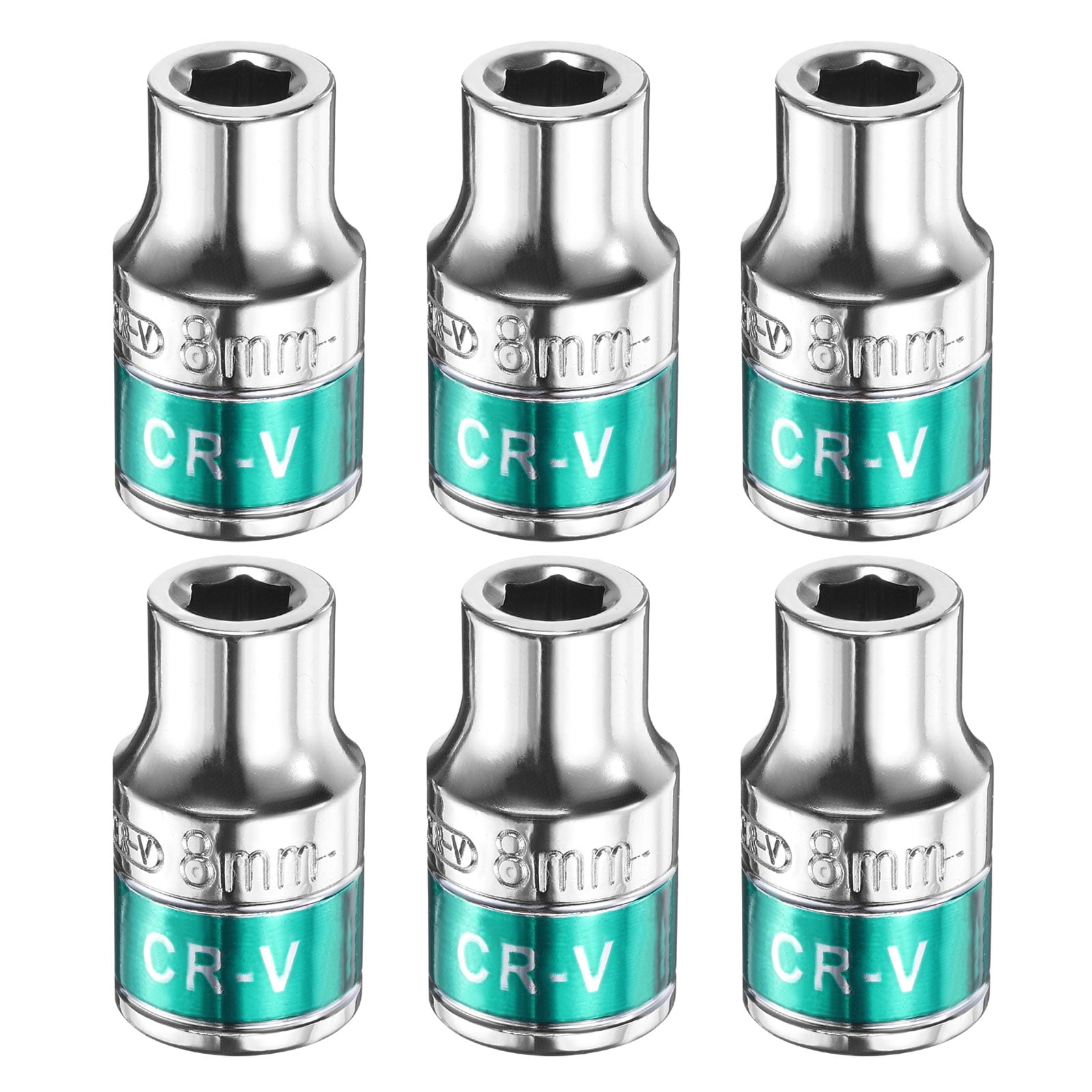Uxcell 6pcs 1/2" Drive 6 Points Socket 8mm CR-V Metric Shallow Socket ...