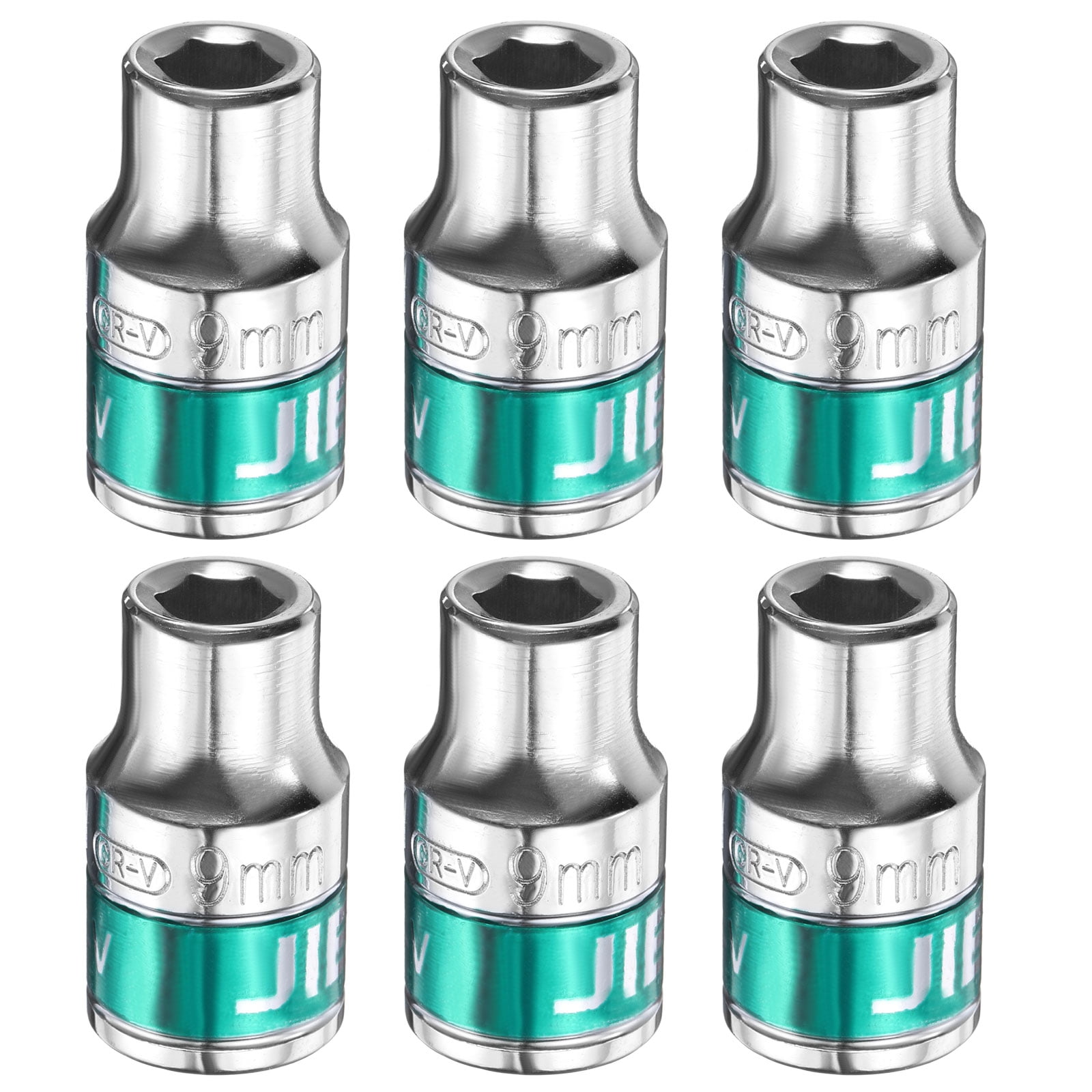 Uxcell 6pcs 1/2" Drive 6 Points Socket 9mm CR-V Metric Shallow Socket ...