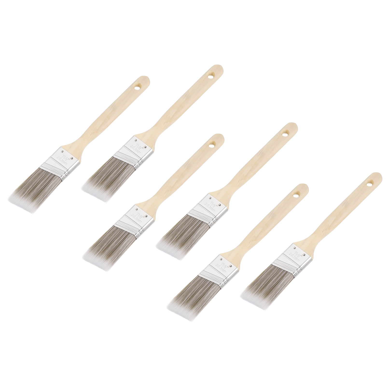 Uxcell 6pcs 1.5" Paint Brushes Angle Brush PET Synthetic Bristle with ...