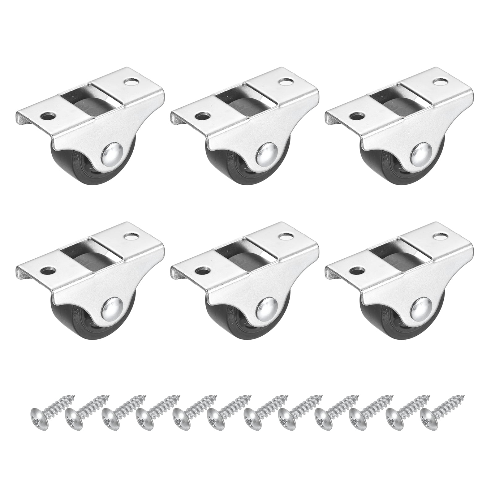 Uxcell 6pcs 1 Inch Fixed Caster Wheels, Small Casters Wheel No Bearing ...