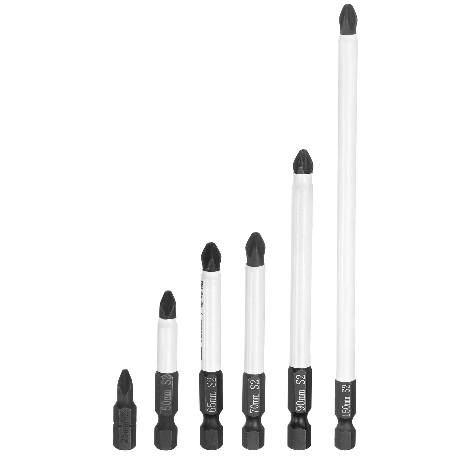 Uxcell 6pcs #2 Anti Slip Phillips Screwdriver Bit PH2 1/4" Hex Shank 25 ...