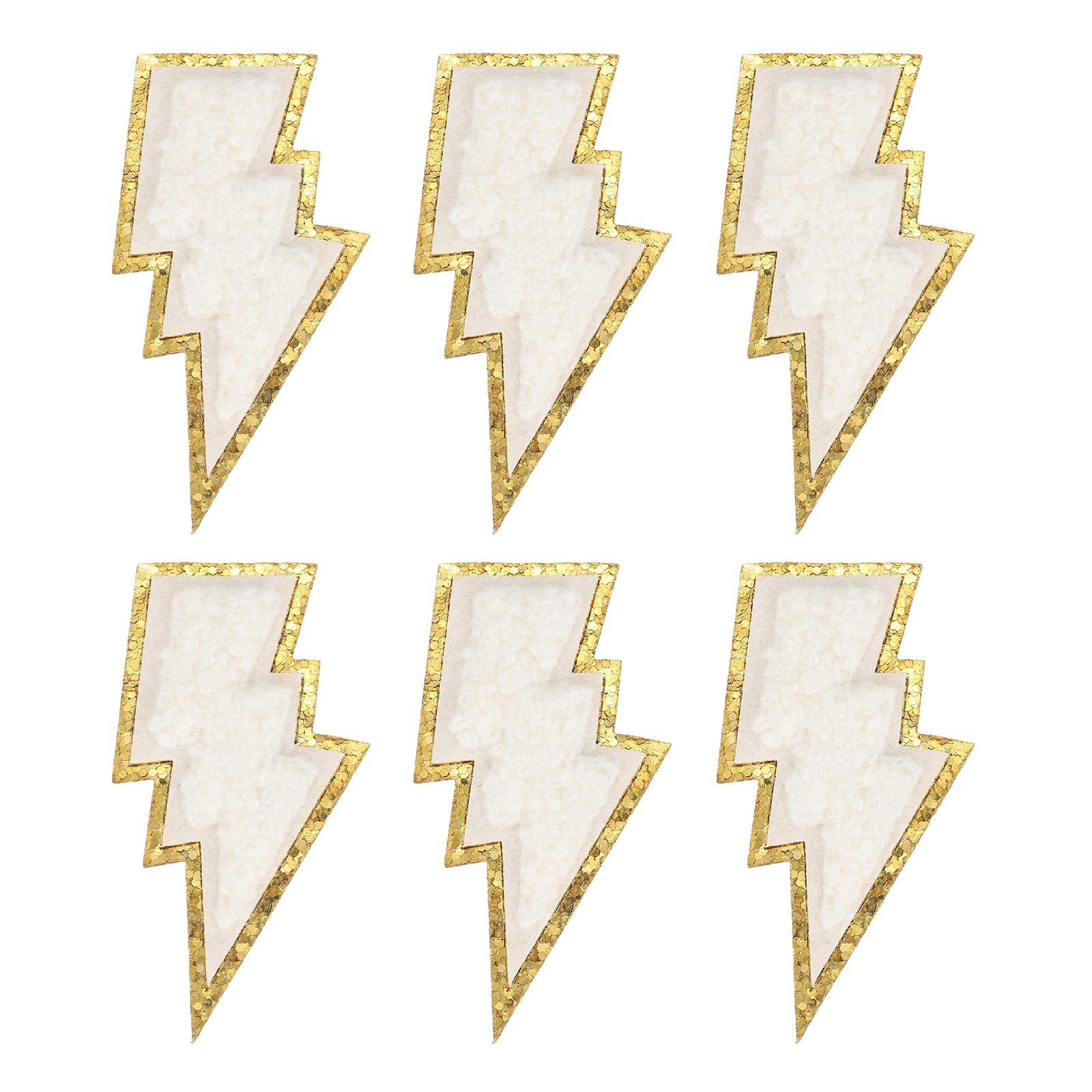Uxcell 6pcs 3 Inches Chenille Patches with Gold Edges, Thunder Bolt ...
