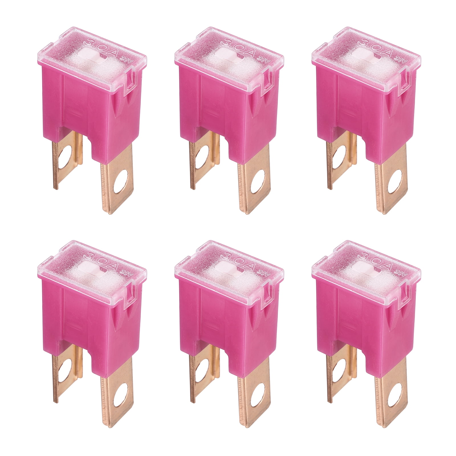 Uxcell 6pcs Cartridge Fuse, 32VDC 30A Male Terminal Automotive ...