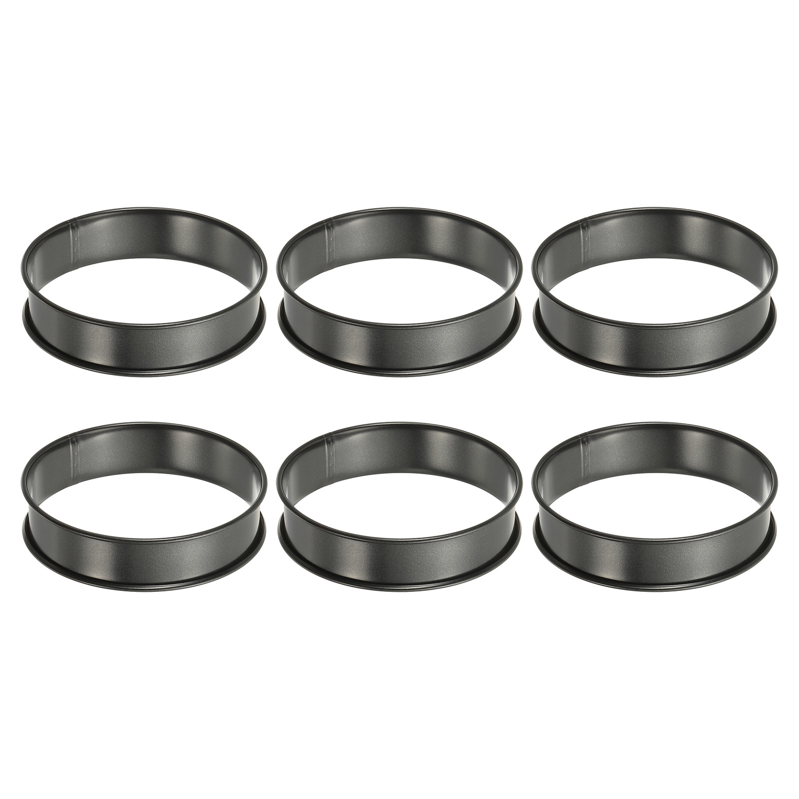 Uxcell 6pcs Crumpet Rings 3.94" Nonstick Double Rolled Round Cake Ring ...