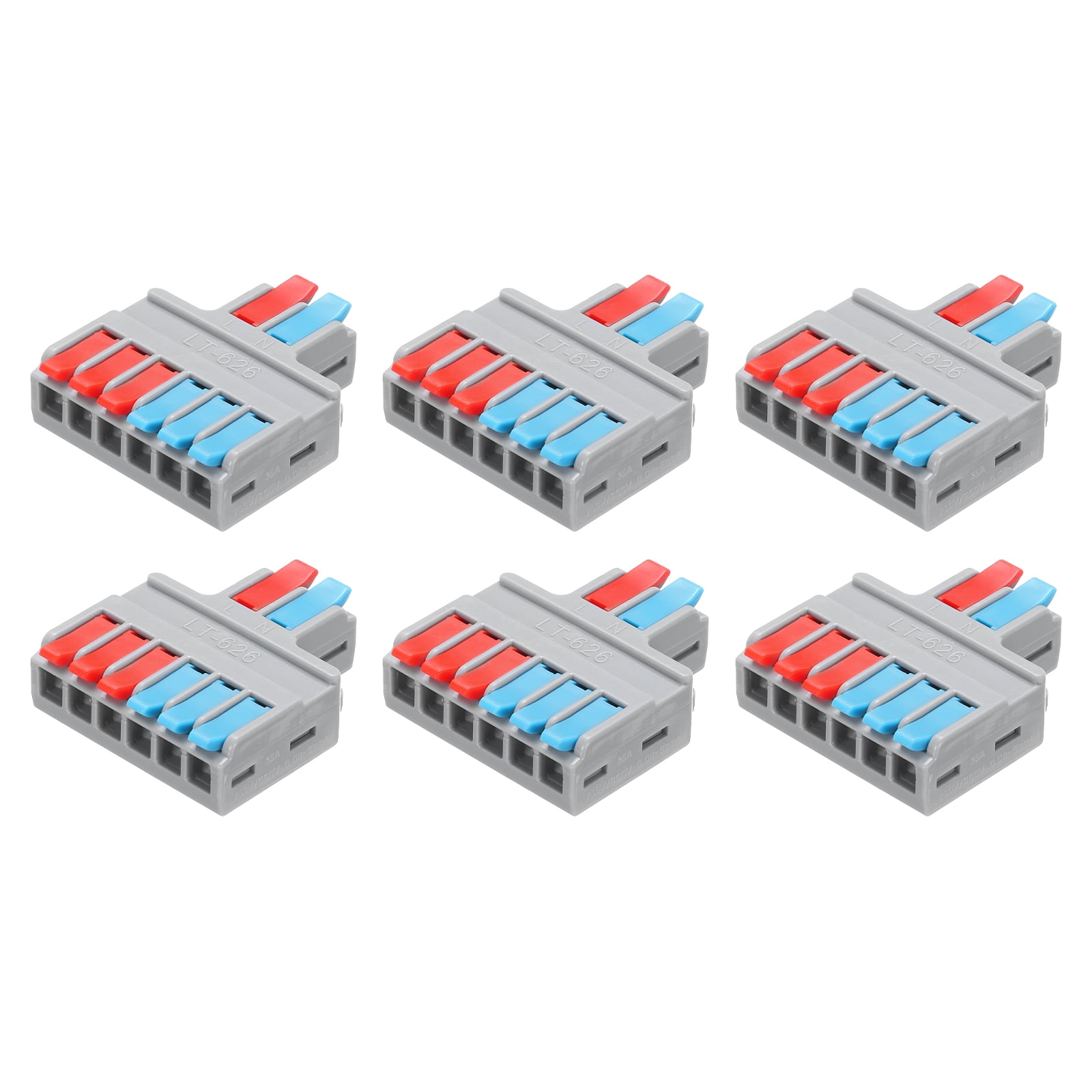 Uxcell 6pcs Din Rail Press Quick Terminal Blocks DIY Splicing Wire ...