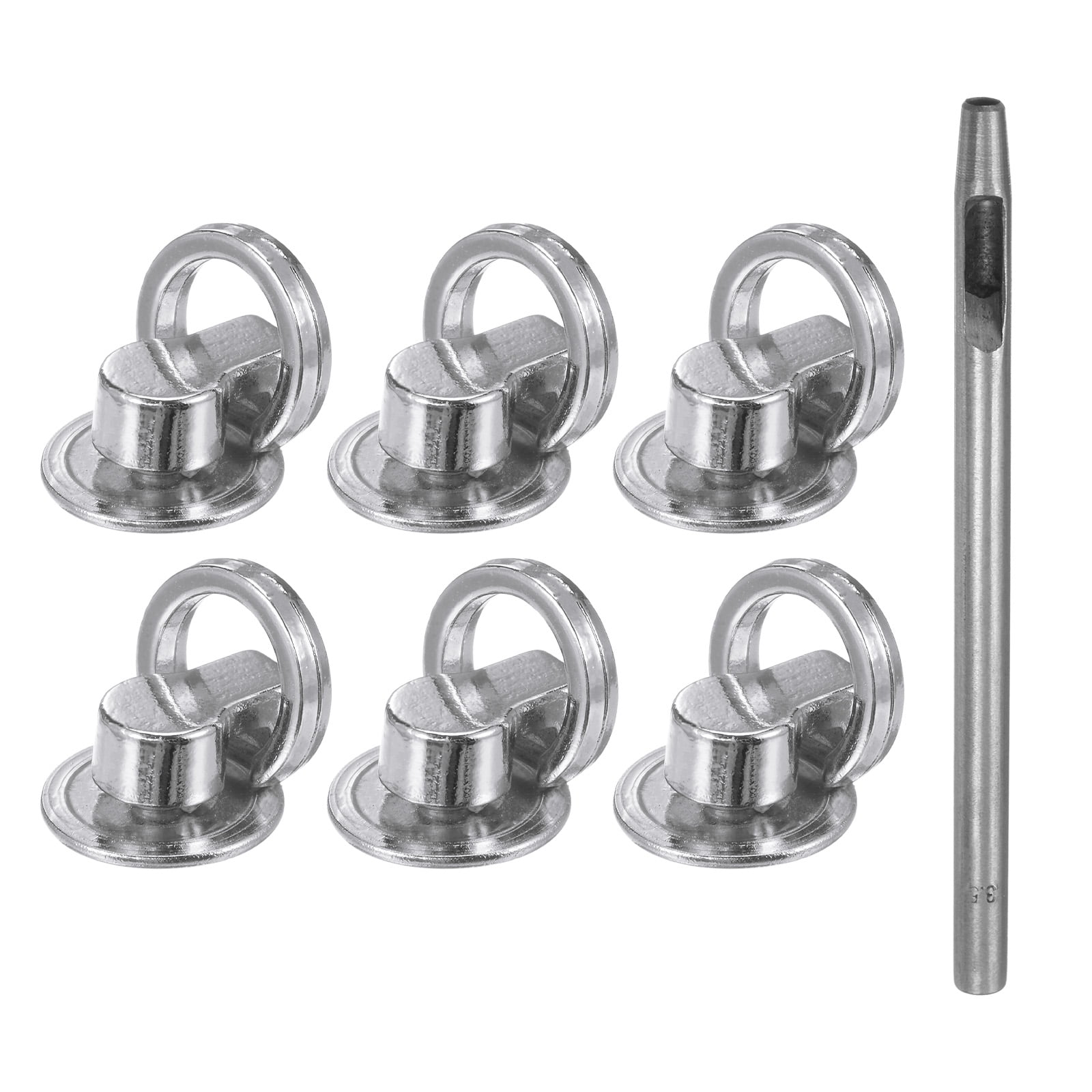 Uxcell 6pcs Metal Studs Rivets 12mm D-Ring Button Rivets with 3.5mm ...