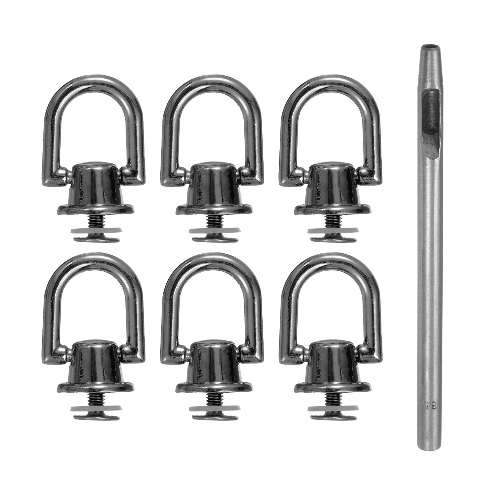 Uxcell 6pcs Metal Studs Rivets 6.6mm D-Ring Button Rivets with 3.5mm ...