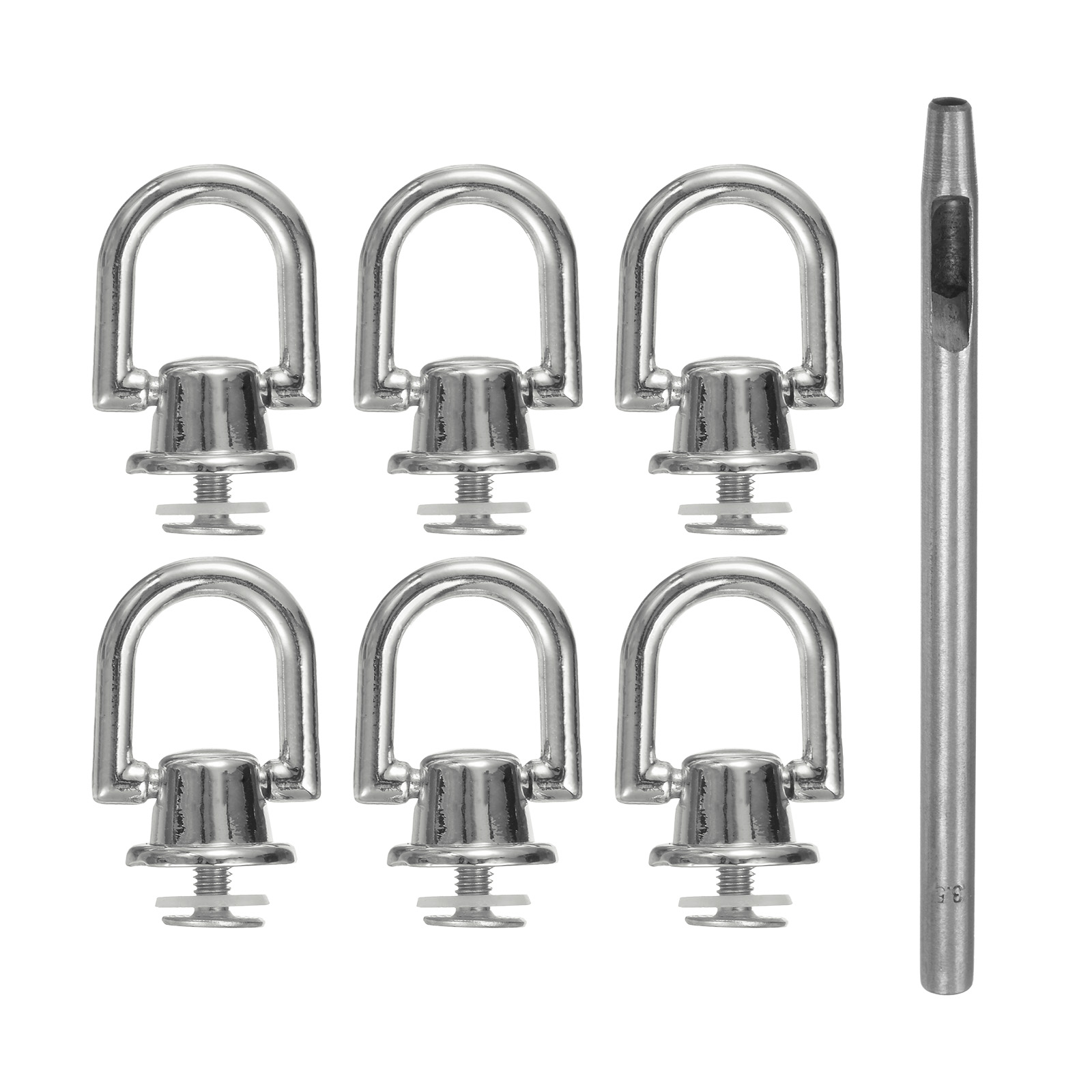 Uxcell 6pcs Metal Studs Rivets 6.6mm D-Ring Button Rivets with 3.5mm ...