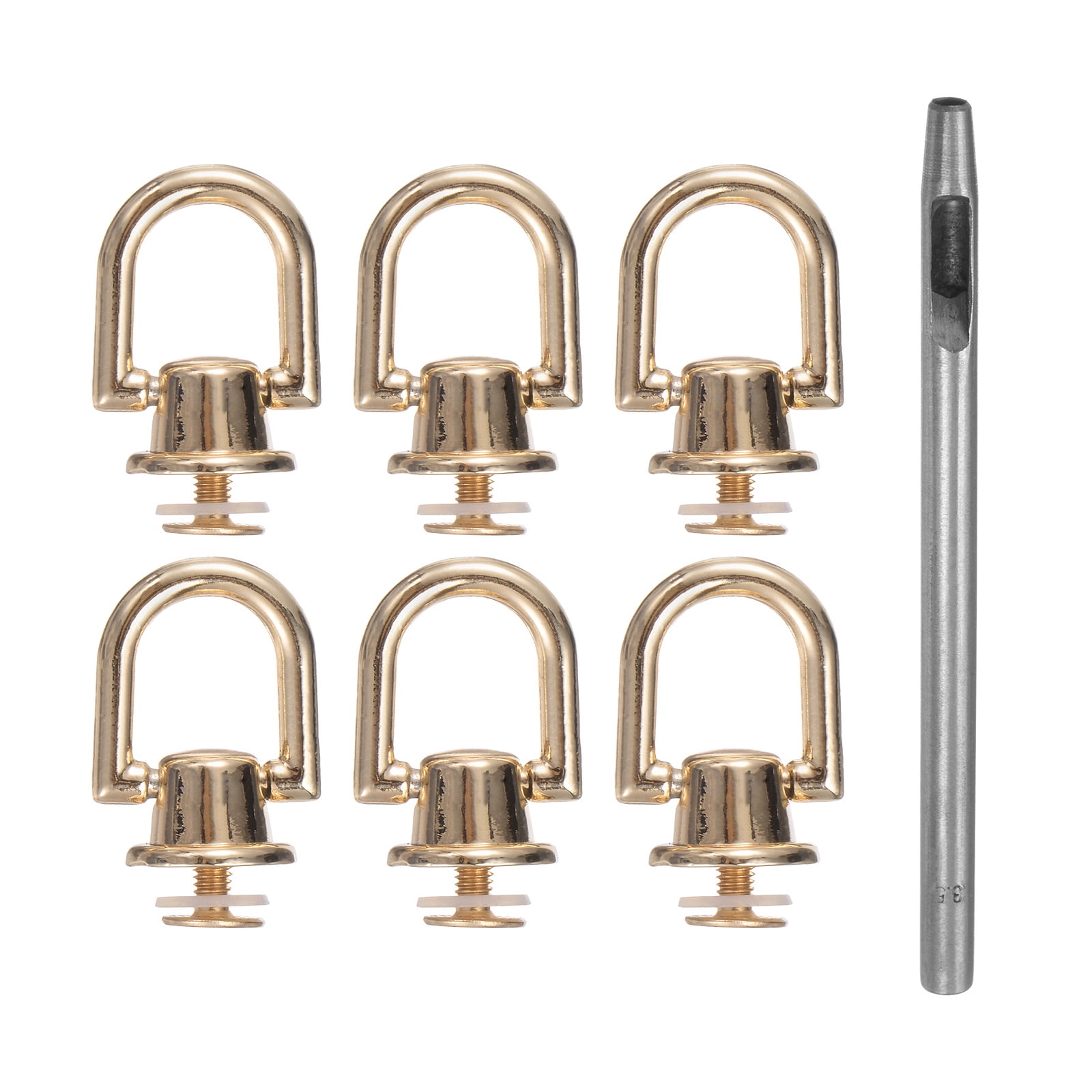 Uxcell 6pcs Metal Studs Rivets 6.6mm D-Ring Button Rivets with 3.5mm ...