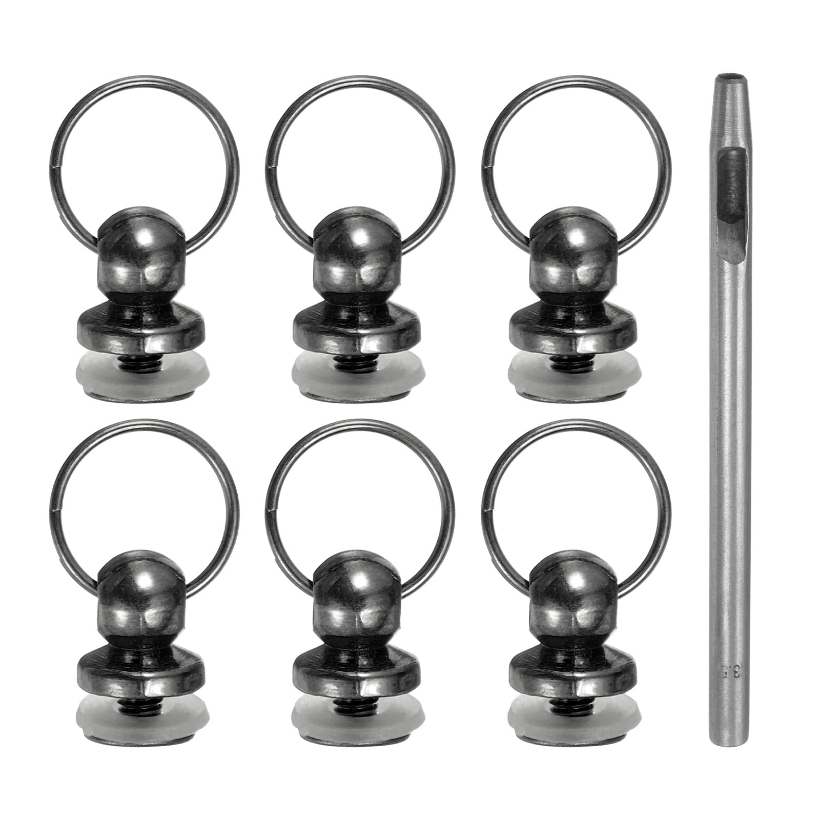 Uxcell 6pcs Metal Studs Rivets 7mm D-Ring Button Rivets with 3.5mm ...