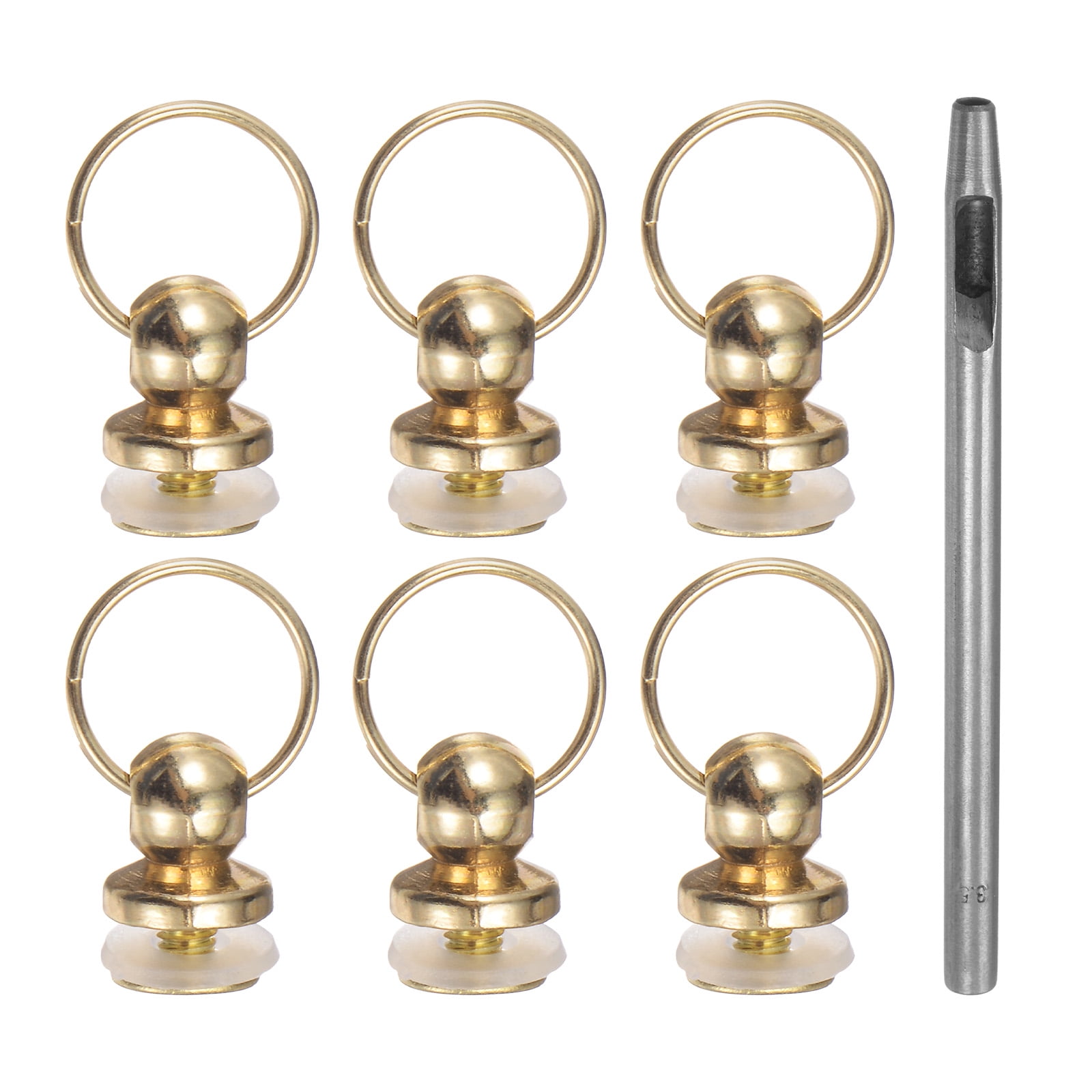 Uxcell 6pcs Metal Studs Rivets 7mm D-Ring Button Rivets with 3.5mm ...