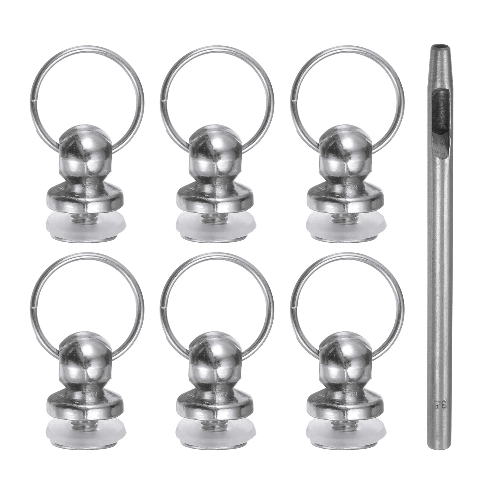 Uxcell 6pcs Metal Studs Rivets 7mm D-Ring Button Rivets with 3.5mm ...