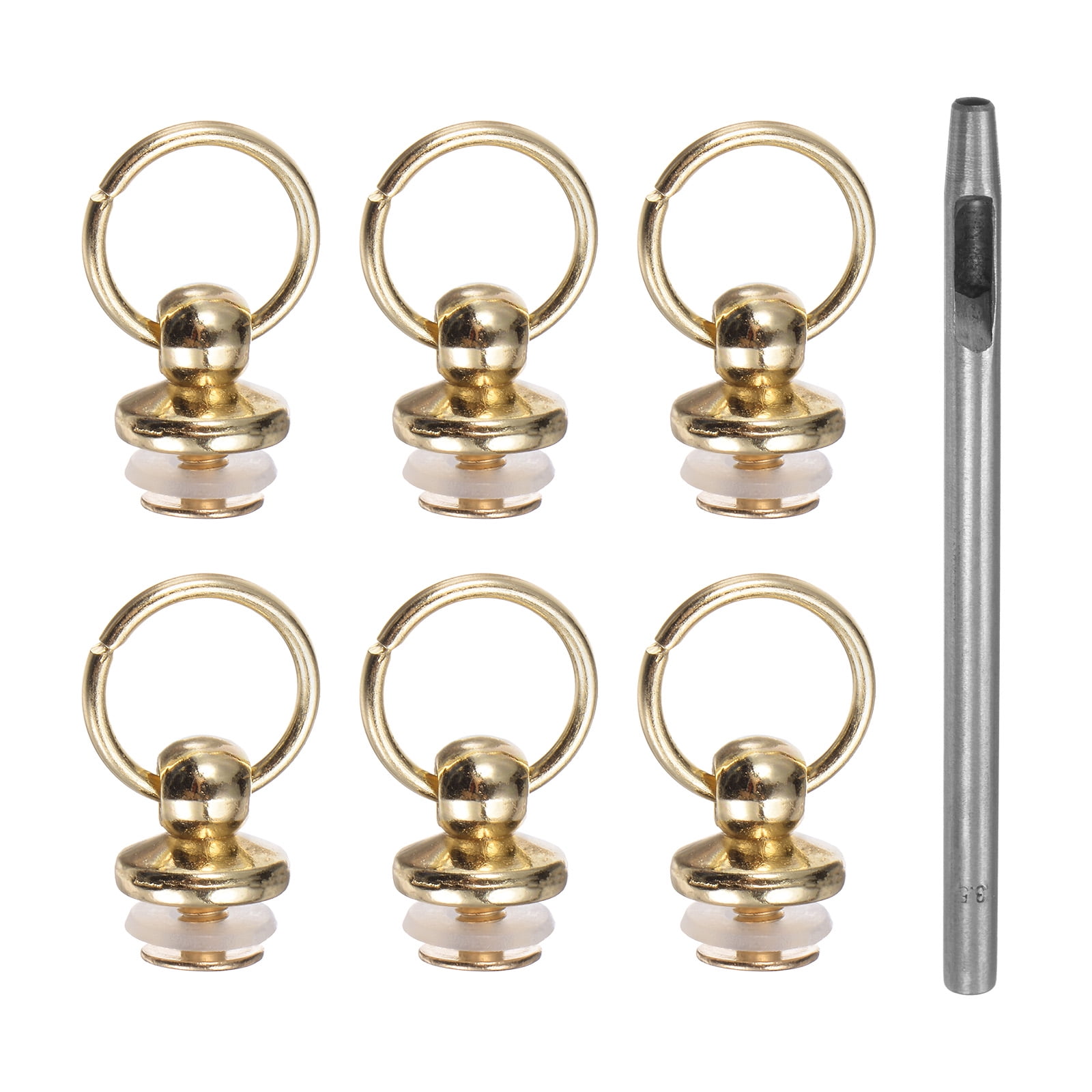 Uxcell 6pcs Metal Studs Rivets 7mm D-Ring Button Rivets with 3.5mm ...