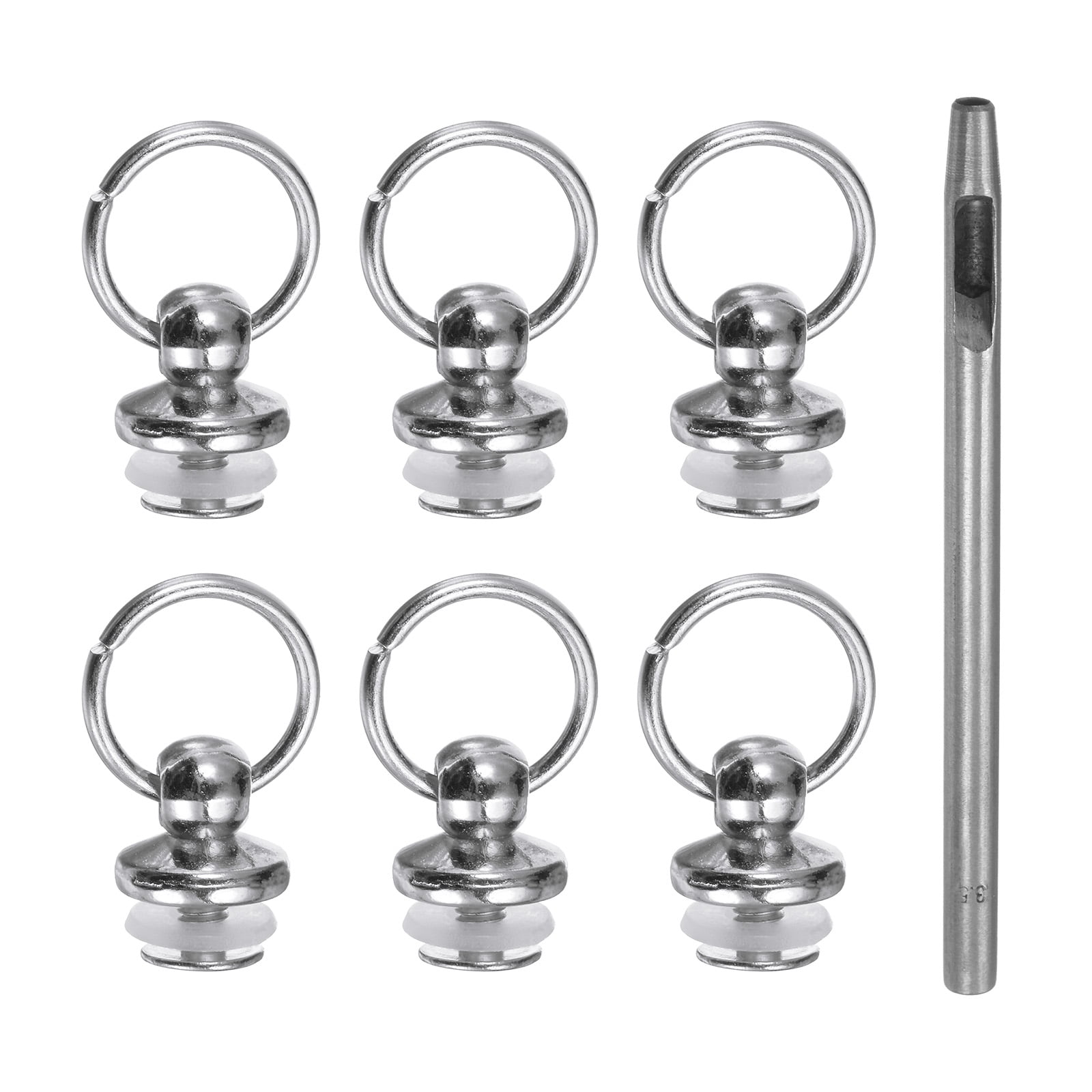 Uxcell 6pcs Metal Studs Rivets 7mm D-Ring Button Rivets with 3.5mm ...