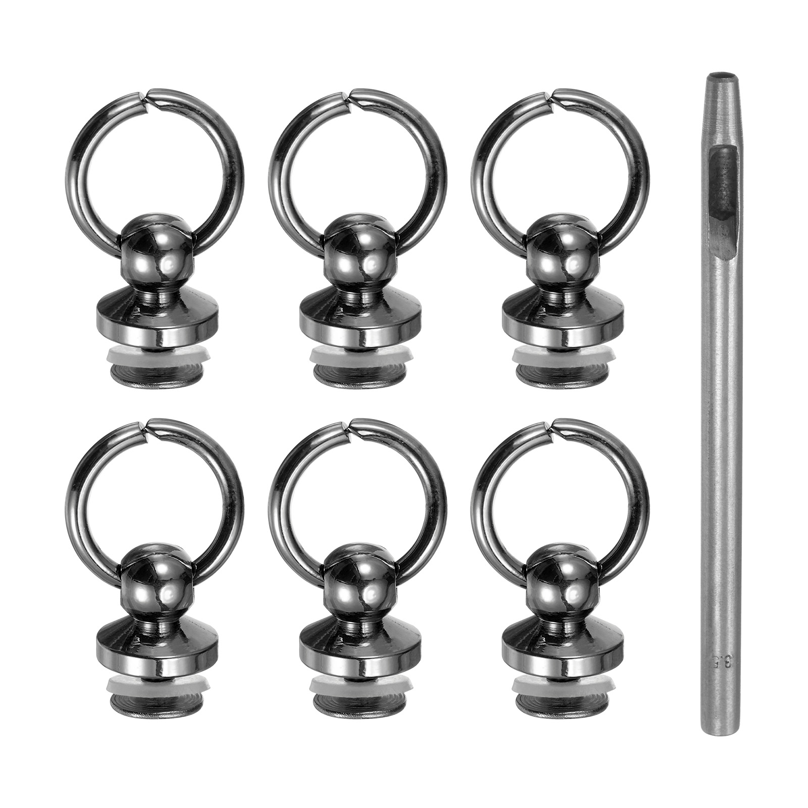 Uxcell 6pcs Metal Studs Rivets 8mm D-Ring Button Rivets with 3.5mm ...