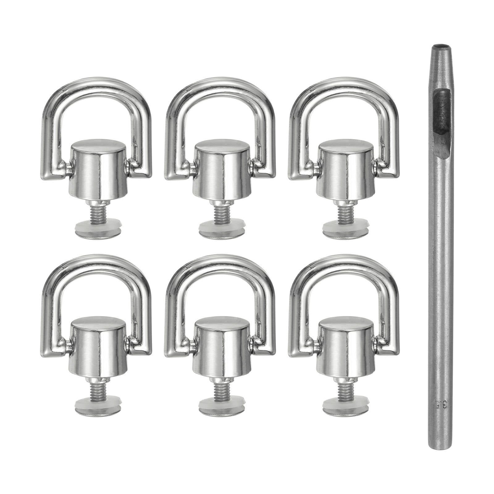 Uxcell 6pcs Metal Studs Rivets 8mm D-Ring Button Rivets with 3.5mm ...