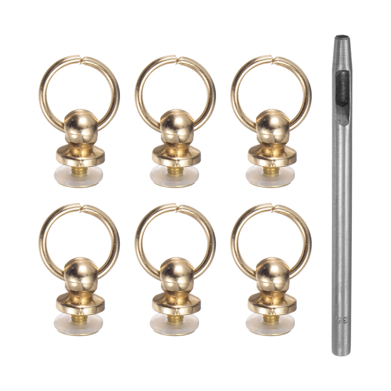 Uxcell 6pcs Metal Studs Rivets 8mm D-Ring Button Rivets with 3.5mm ...