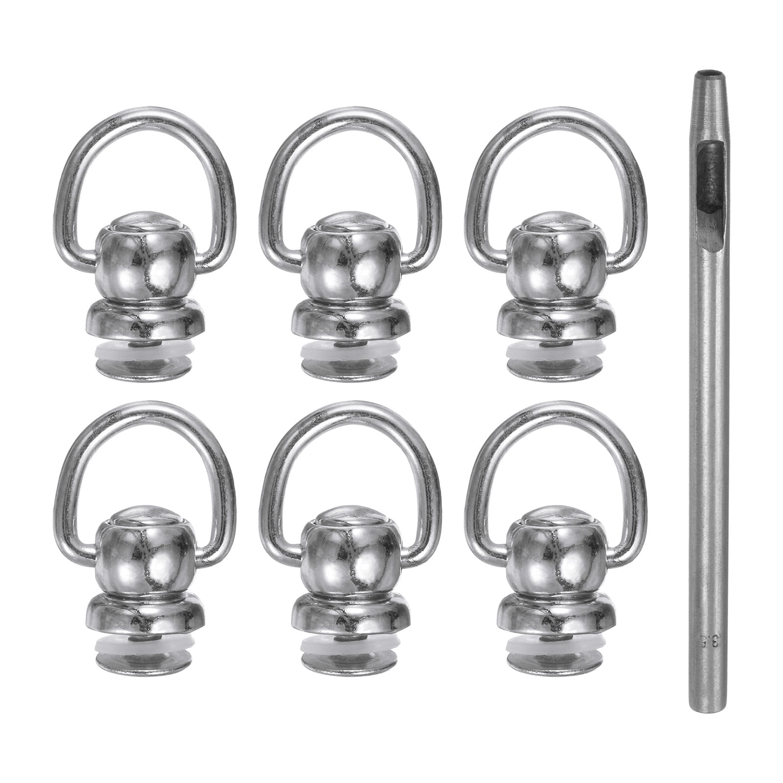 Uxcell 6pcs Metal Studs Rivets 8mm D-Ring Button Rivets with 3.5mm ...