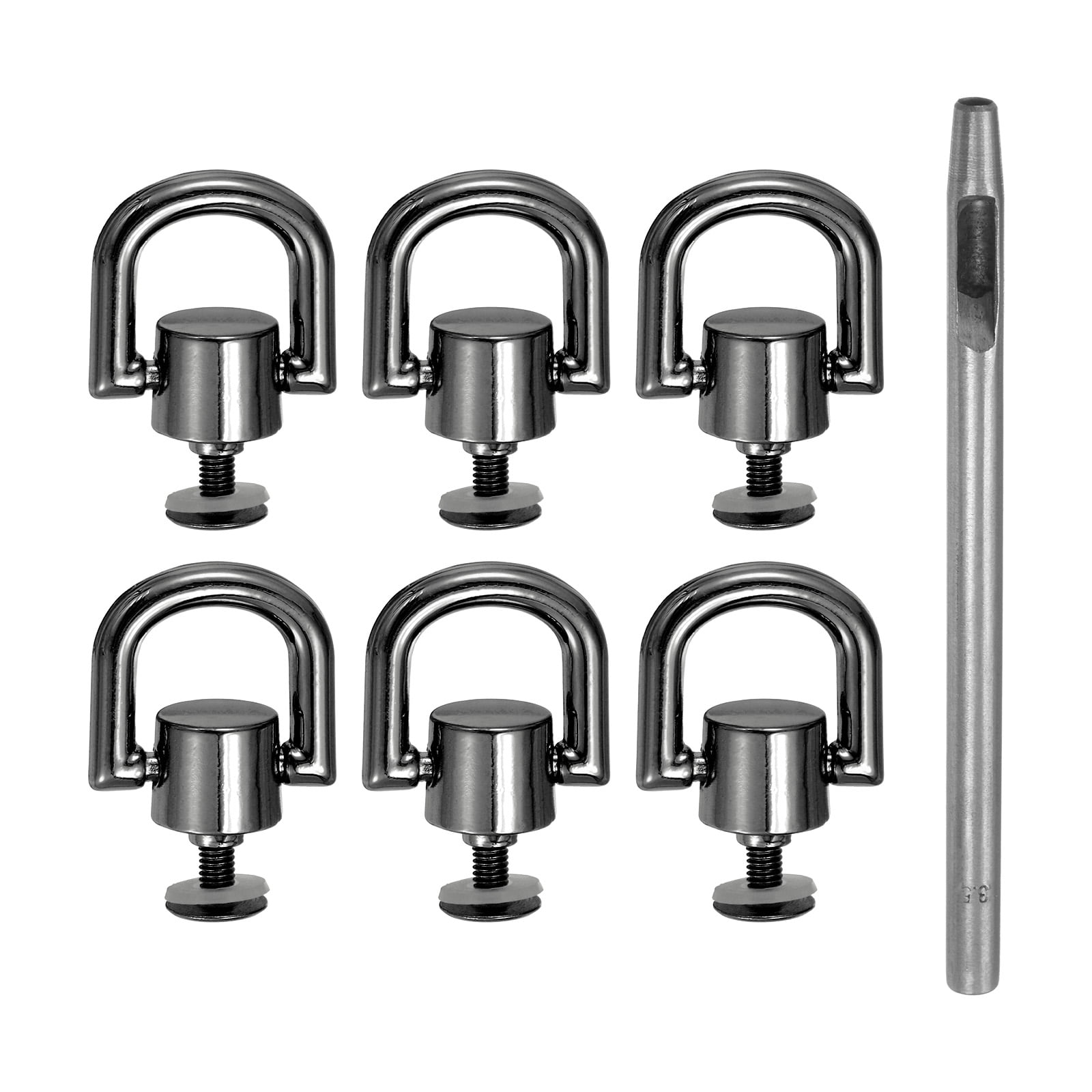 Uxcell 6pcs Metal Studs Rivets 8mm D-Ring Button Rivets with Leather ...