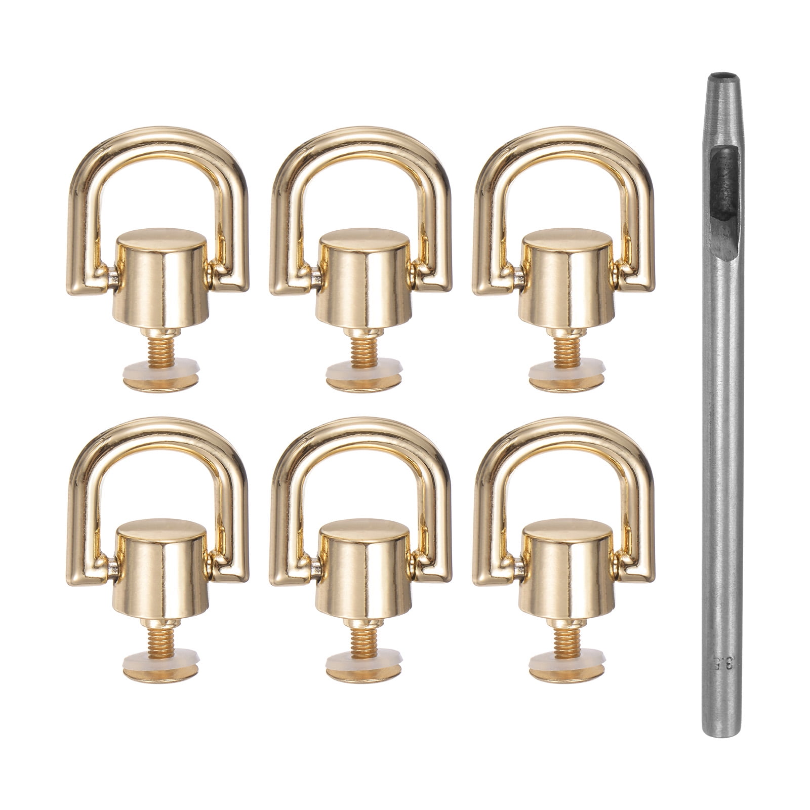 Uxcell 6pcs Metal Studs Rivets 8mm D-Ring Button Rivets with Leather ...