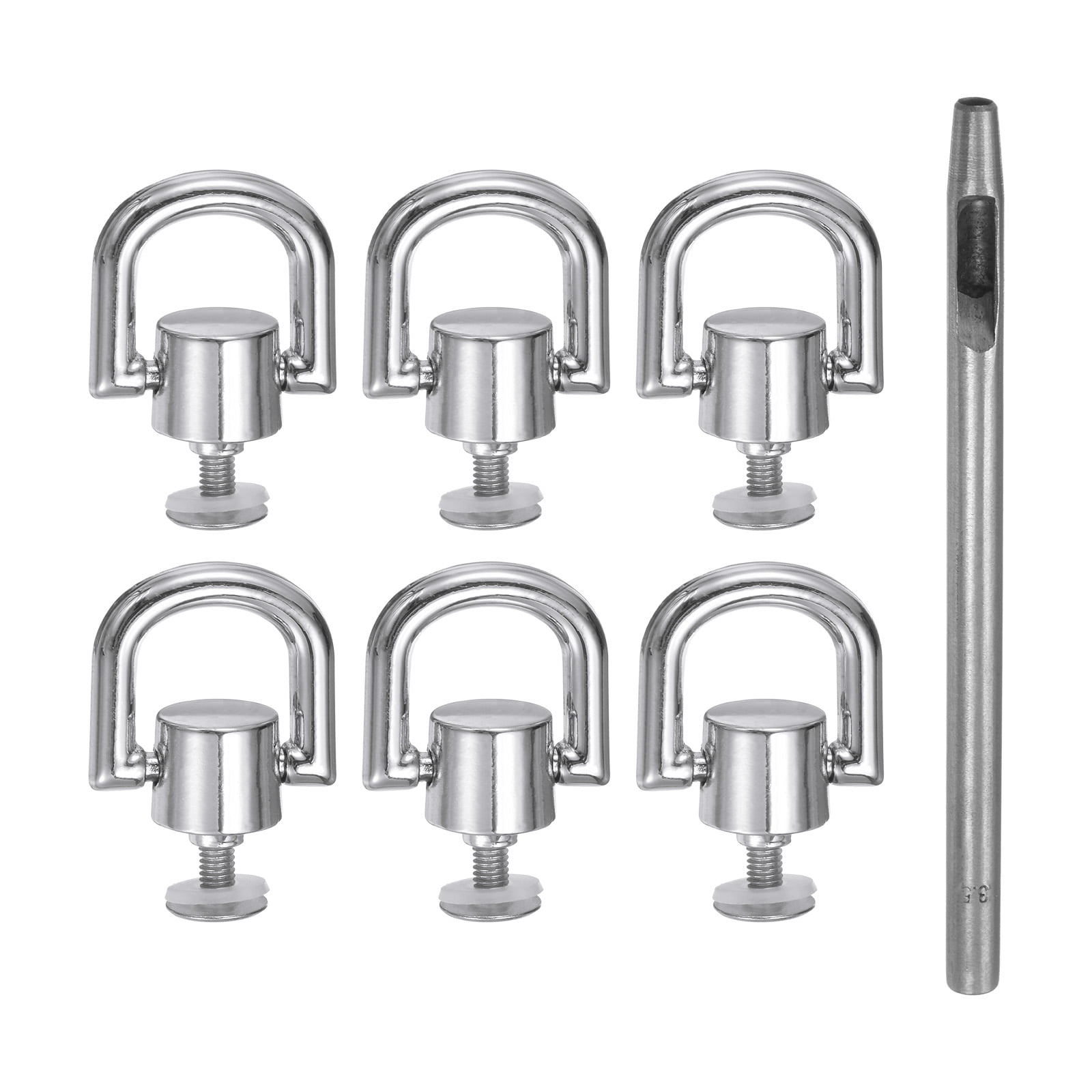 Uxcell 6pcs Metal Studs Rivets 8mm D-Ring Button Rivets with Leather ...