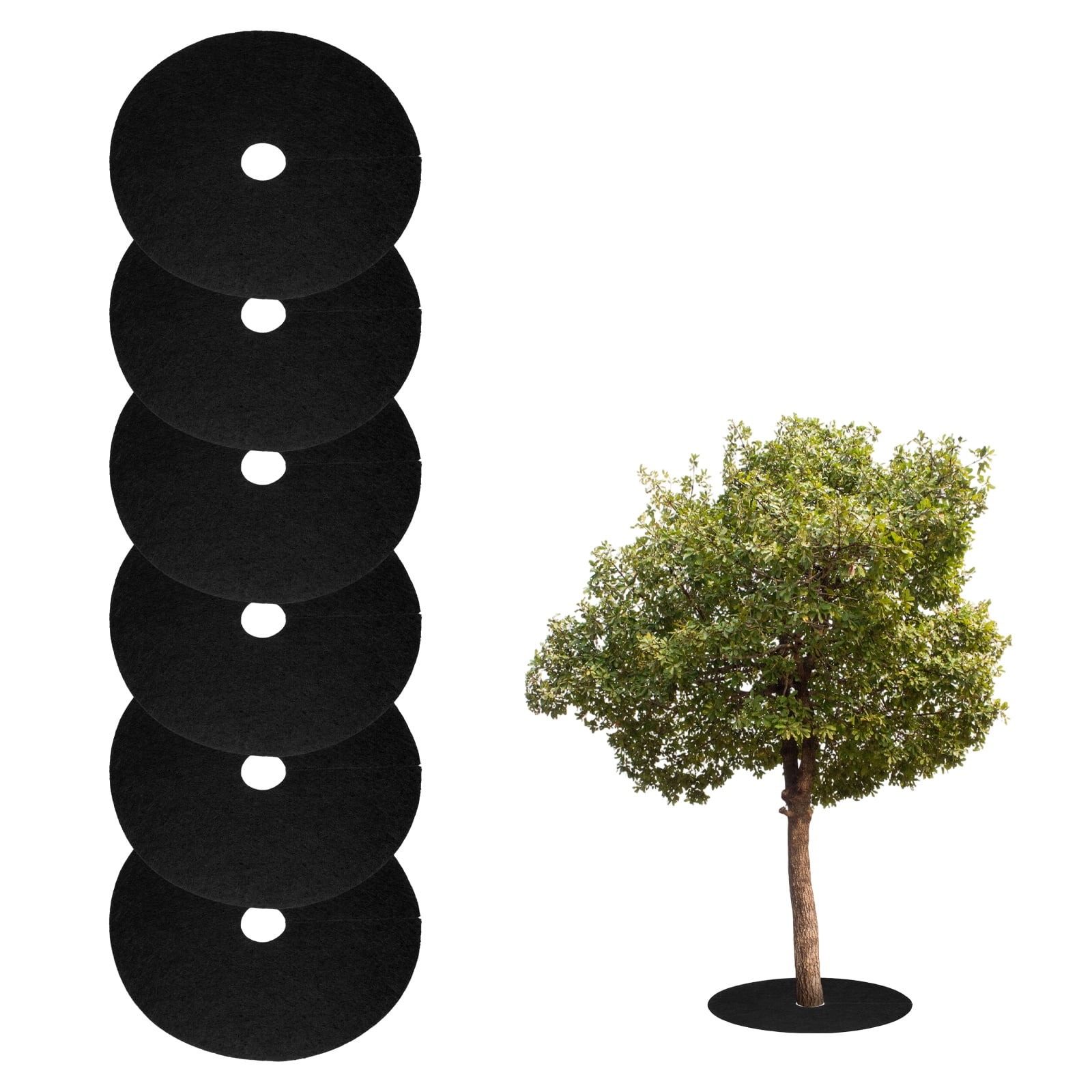 Uxcell 6pcs Tree Mulch Ring 5.9 Inch Non-Woven Round Tree Protector ...