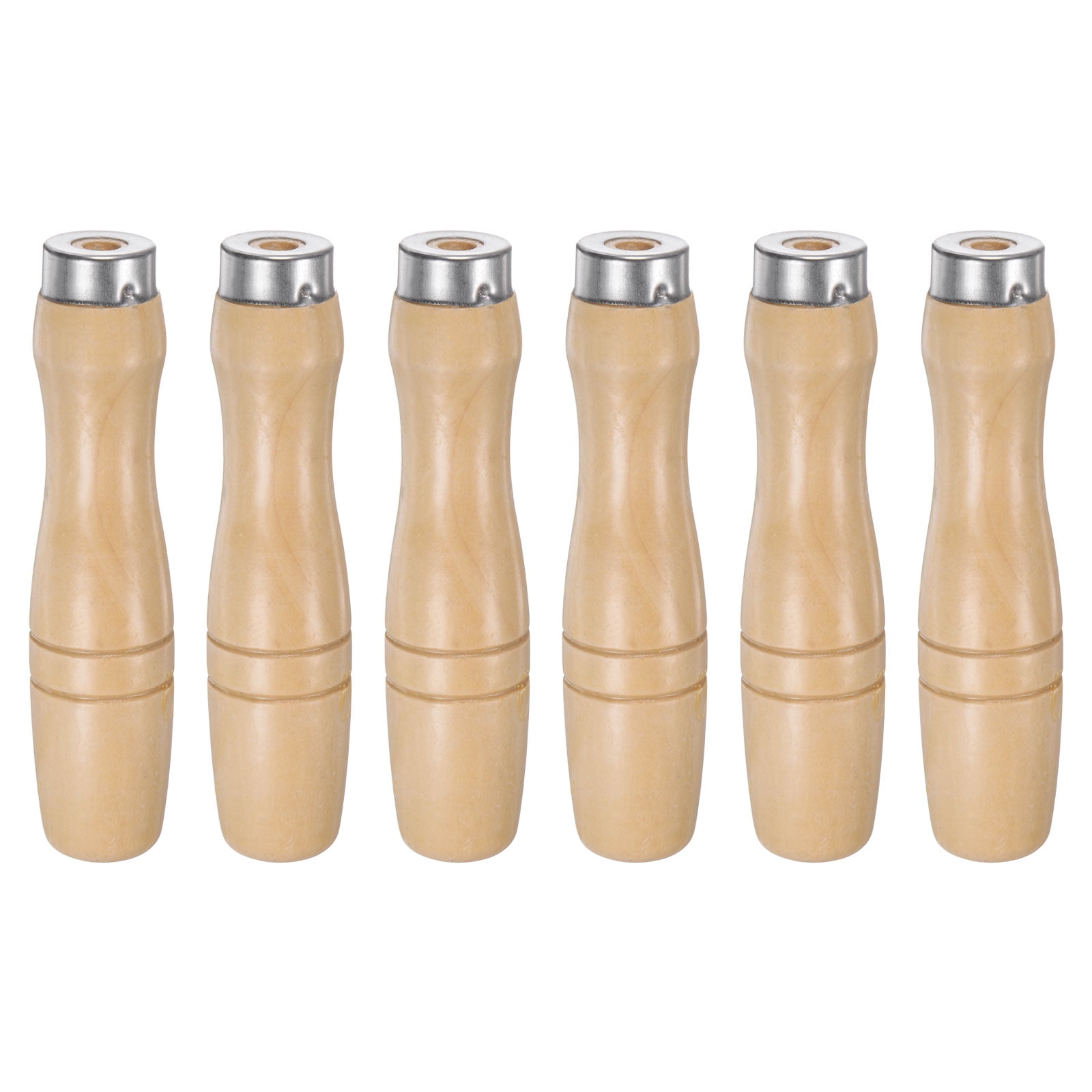 Uxcell 6pcs Wooden File Handle 4.13 Inch 6.2mm Round Hole Ergonomic ...