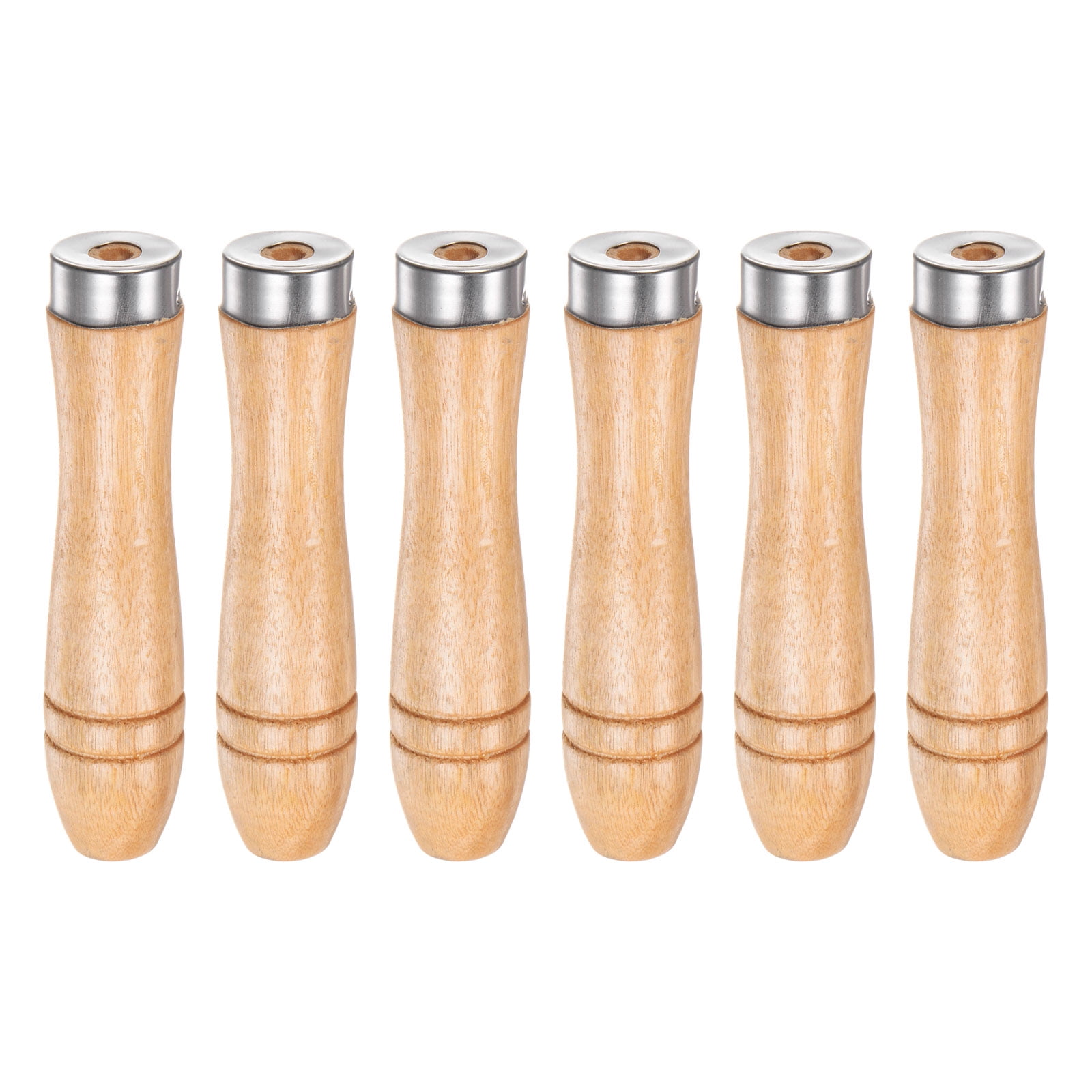 Uxcell 6pcs Wooden File Handle 4.25 Inch 5mm Round Hole Ergonomic ...